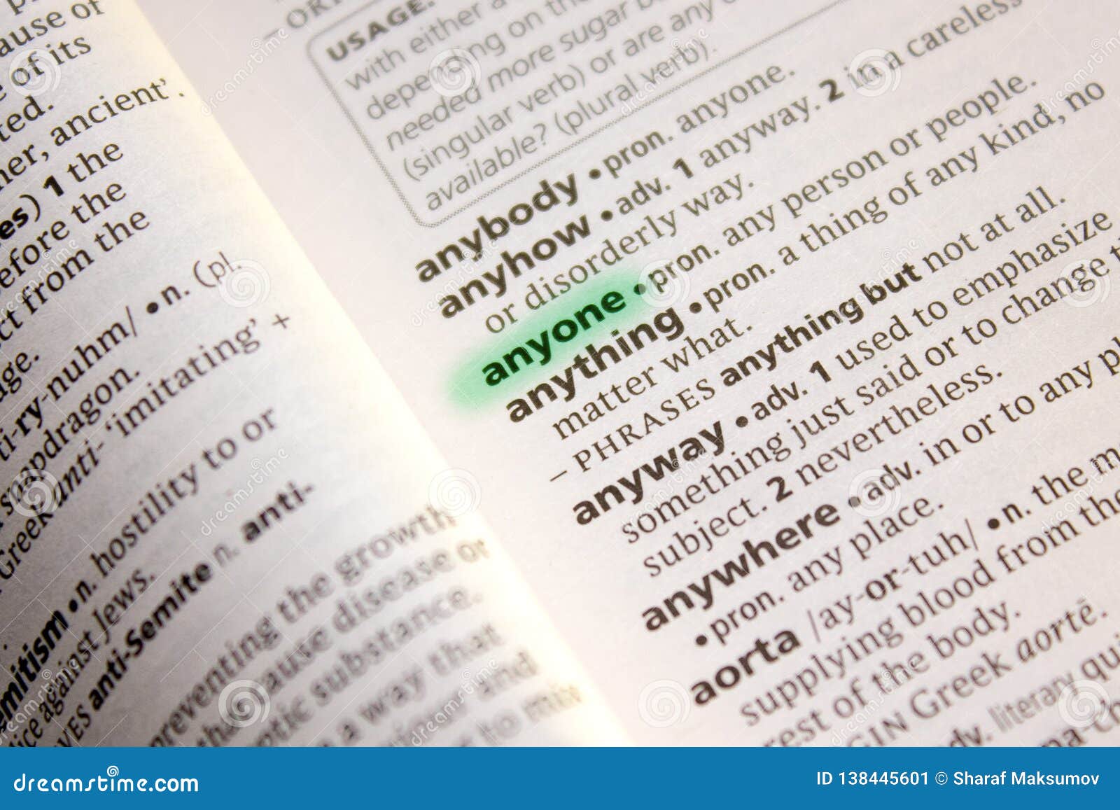 Anyone Word or Phrase in a Dictionary Stock Image - Image of definition ...