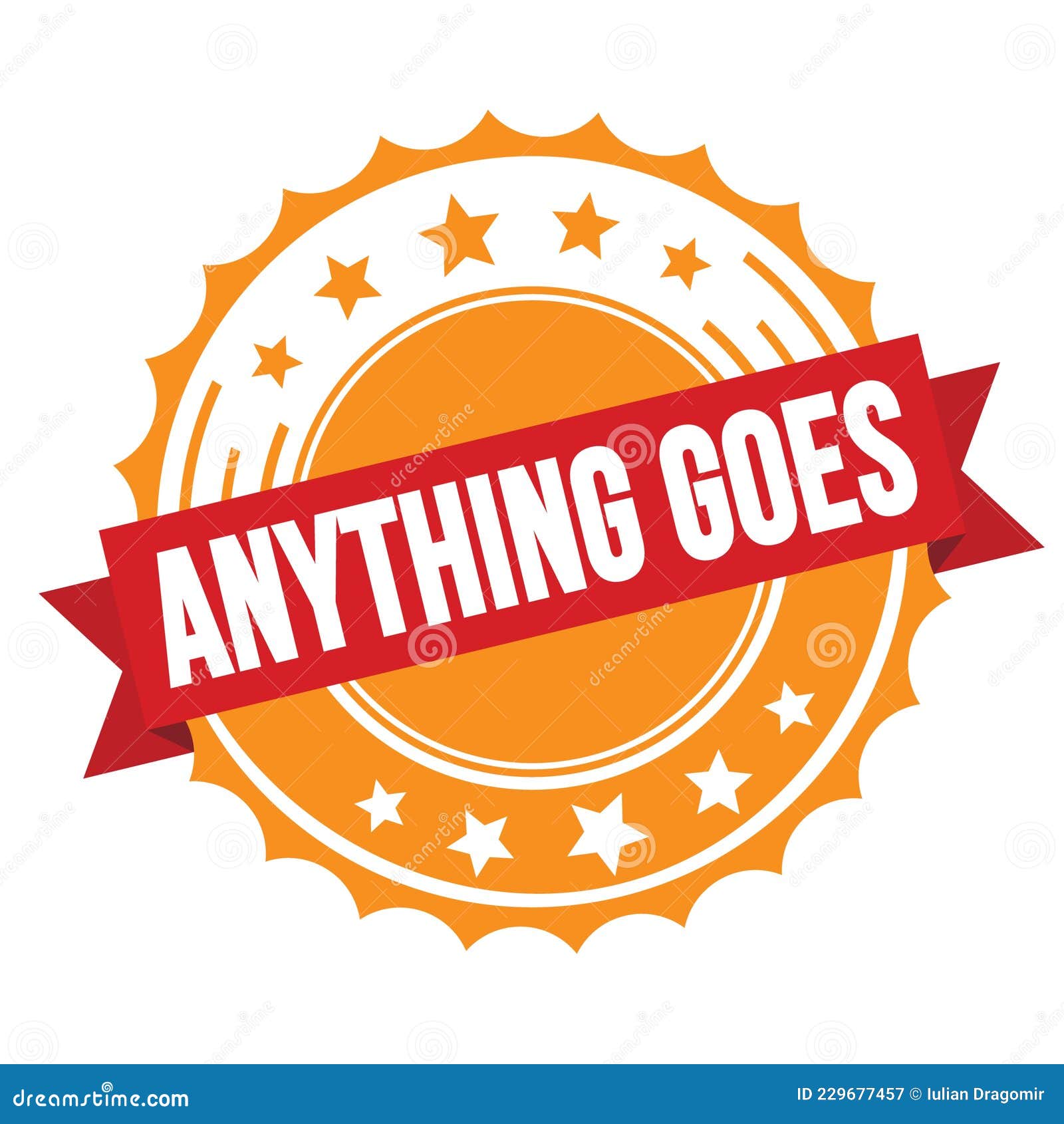 ANYTHING GOES Text on Red Orange Ribbon Stamp Stock Illustration ...