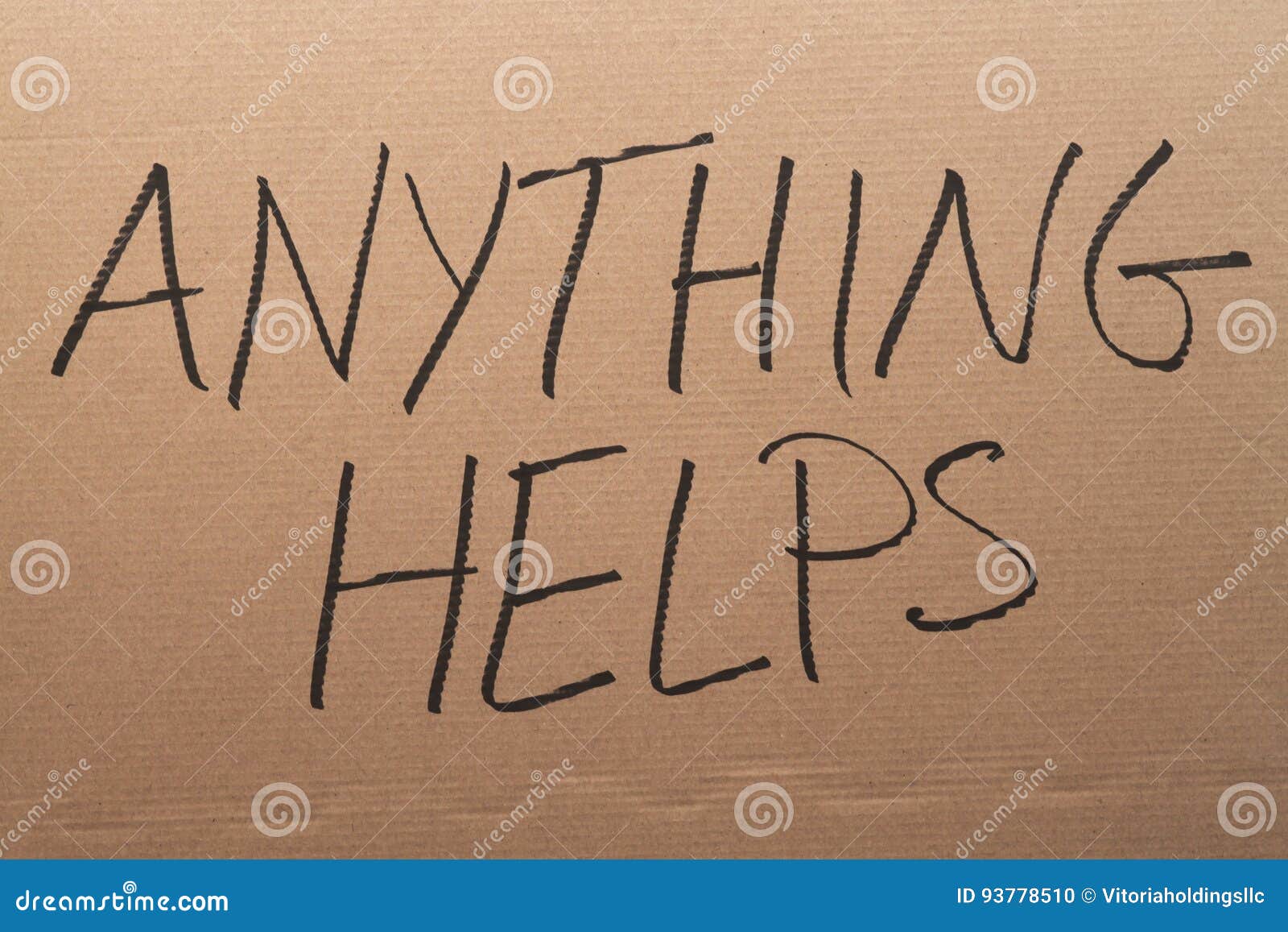 Anything Helps Cardboard Sign Stock Photo - Image of fundraising, money ...