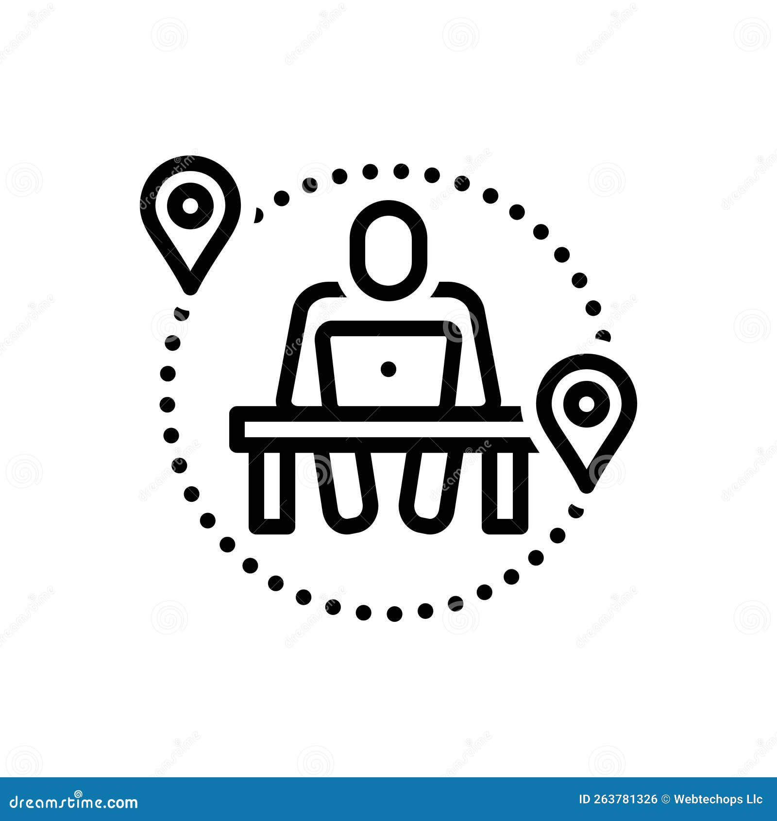 Black Line Icon for Anywhere, Somewhere and Anyplace Stock Vector ...