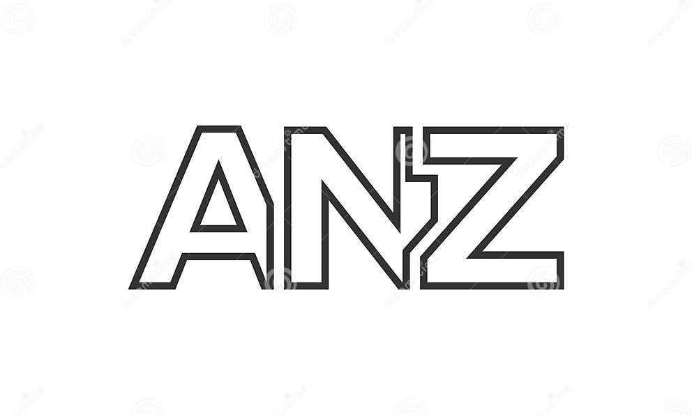 ANZ Logo Design Template with Strong and Modern Bold Text. Initial ...