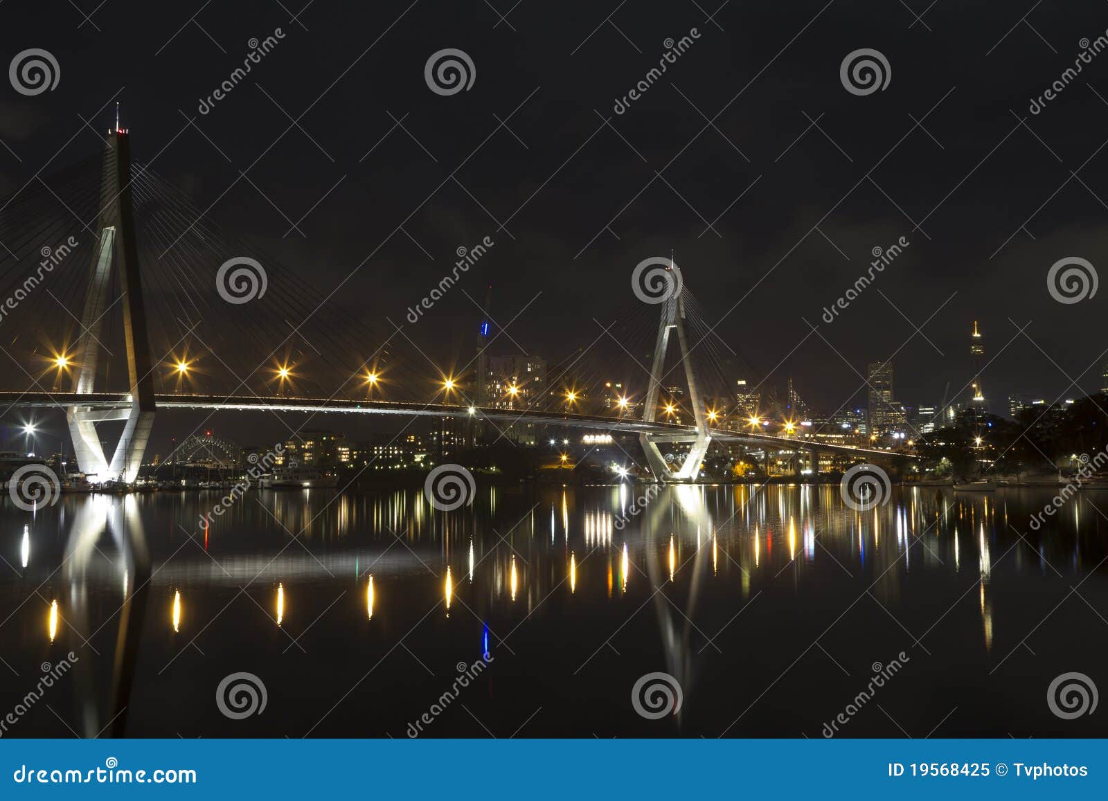 Anzac Bridge at Night Time, Sydney Australia Editorial Image - Image of ...