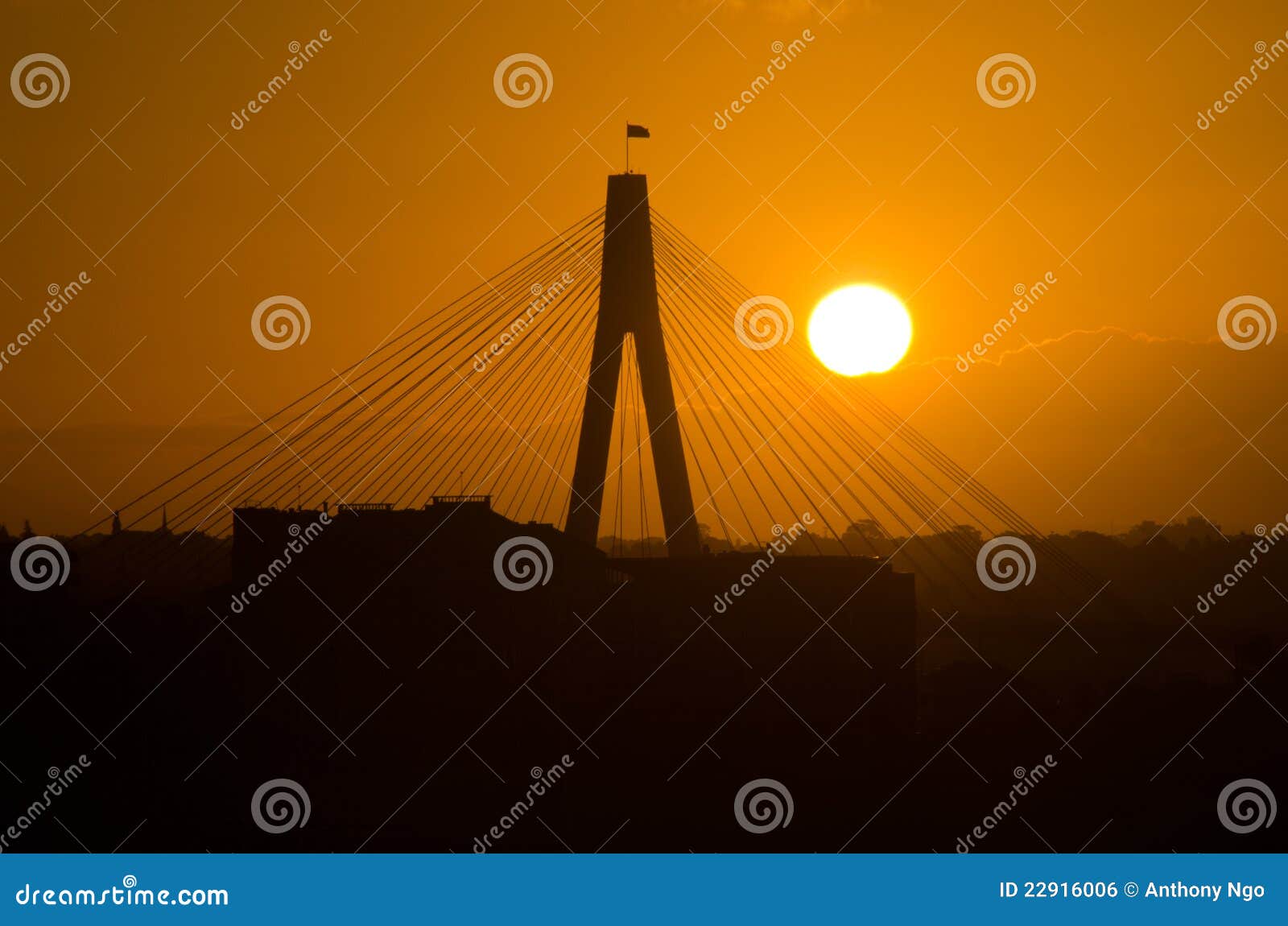 Anzac Bridge Silhouette Sunset Editorial Photo - Image of skyline, dusk ...