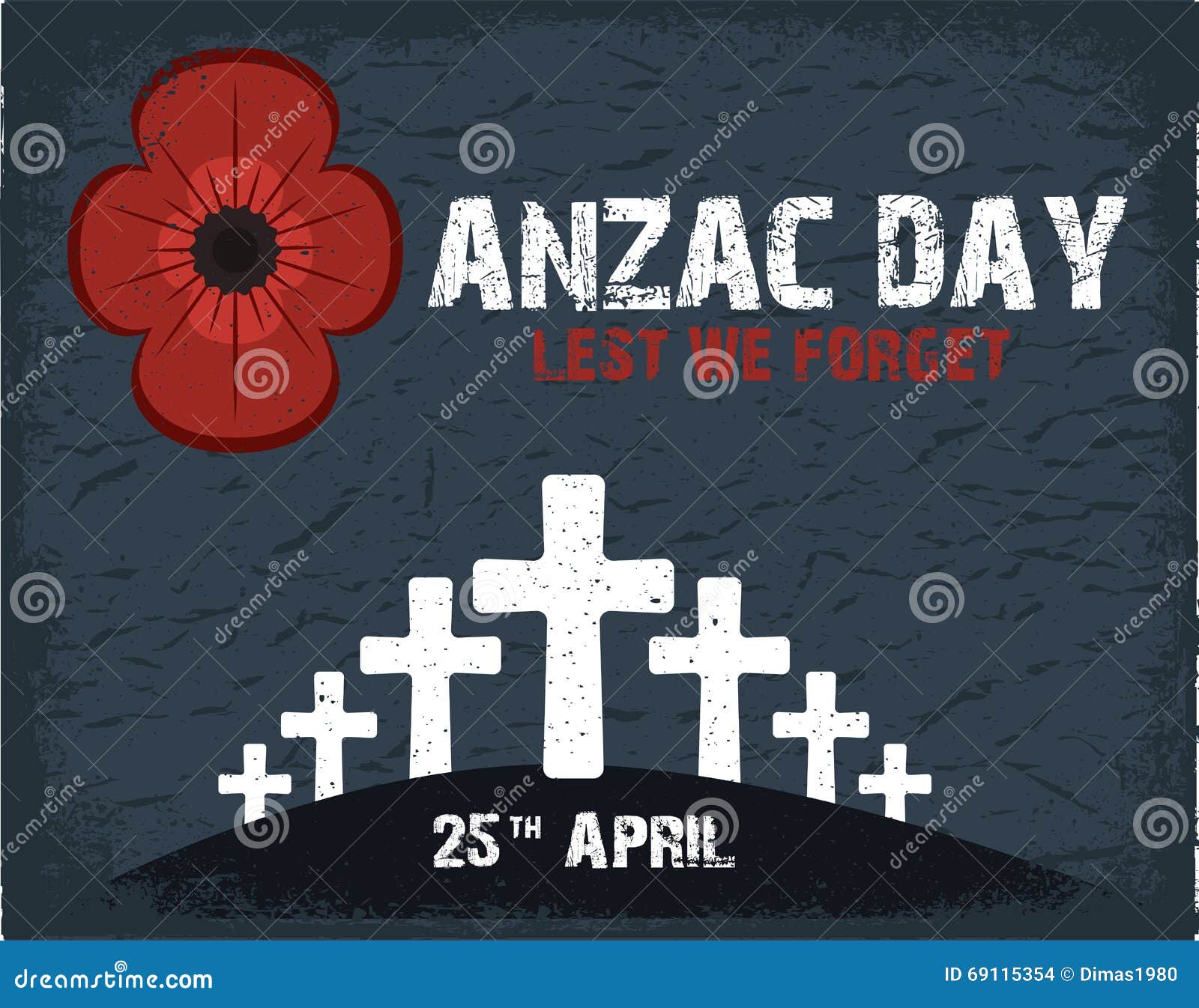 Anzac day. Greeting card stock illustration. Illustration of cemetery ...