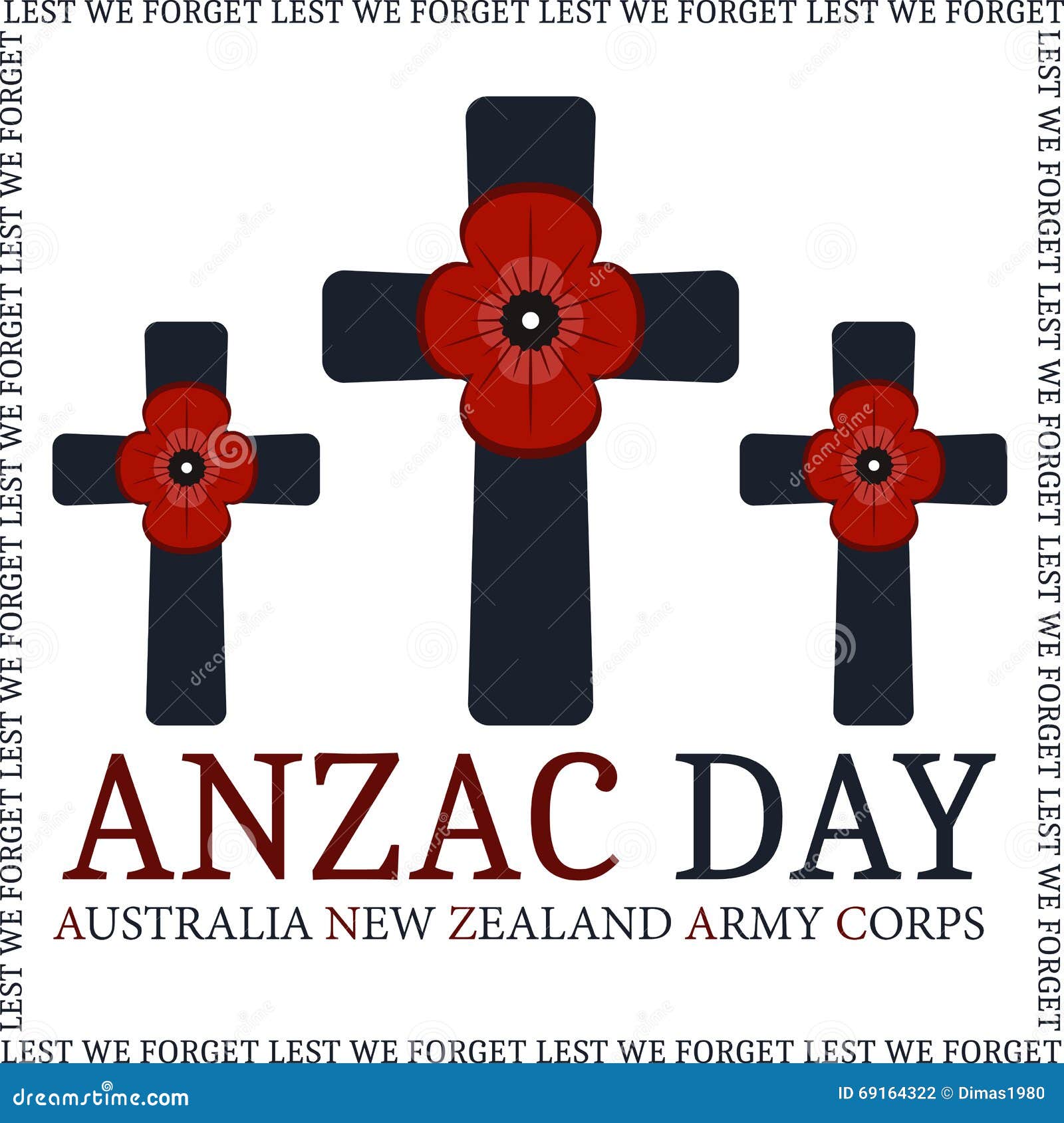 Anzac day. Greeting card stock illustration. Illustration of poppy ...