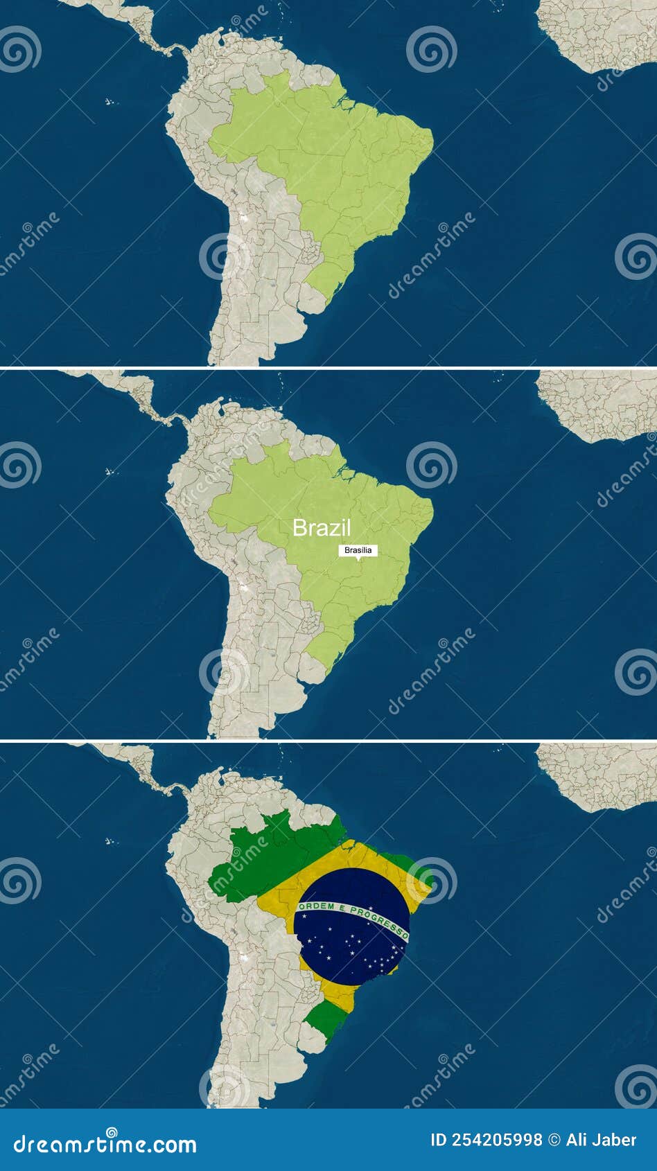 Ao Mapa Do Brasil Com Texto Sem Texto E Com Bandeira Ilustração Stock ...