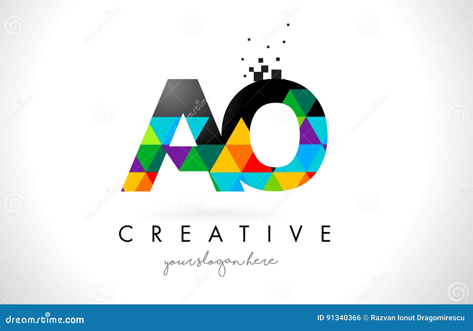 AO a O Letter Logo with Colorful Triangles Texture Design Vector Stock ...
