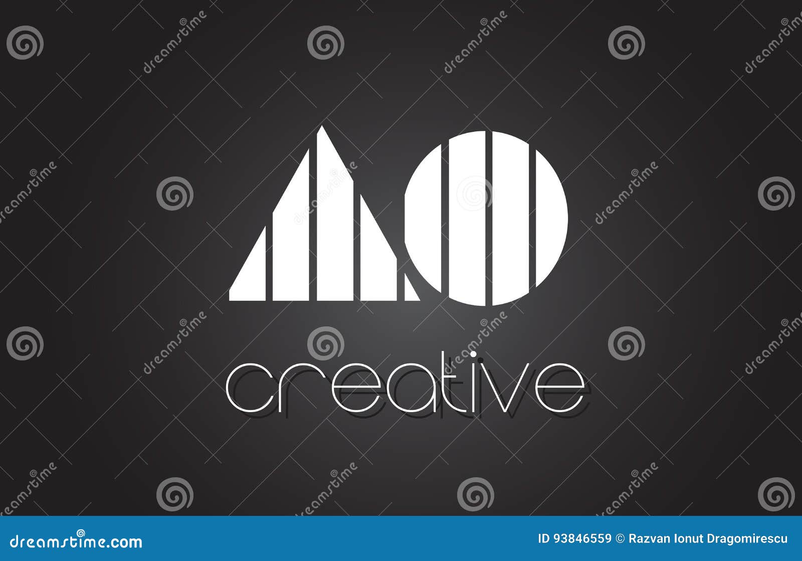 AO A O Letter Logo Design With White And Black Lines. Vector ...
