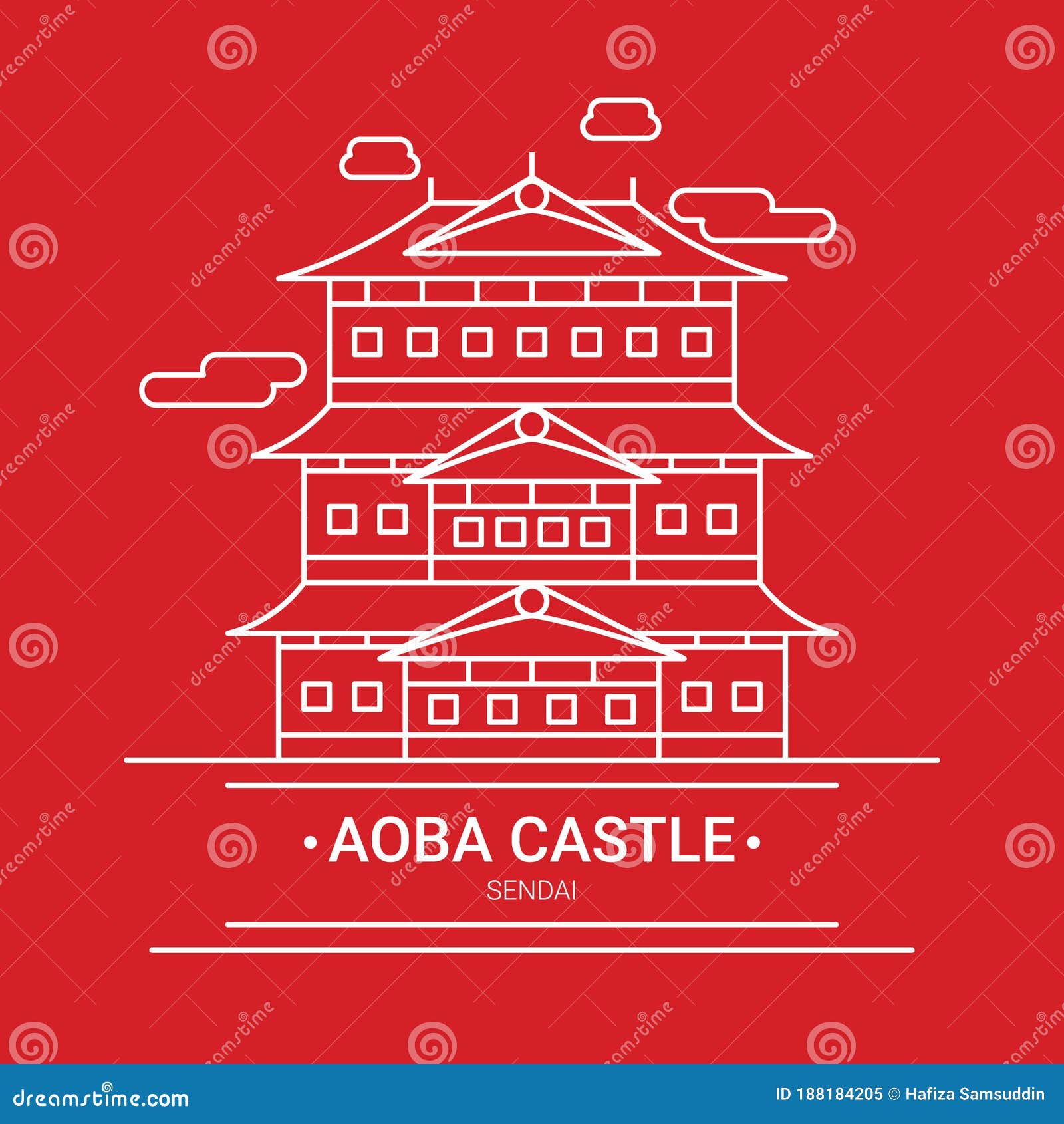 Aoba Castle. Vector Illustration Decorative Design Stock Vector ...