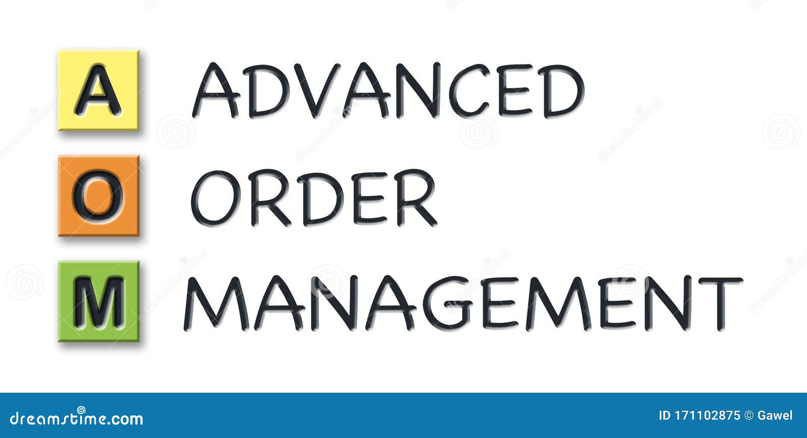 AOM Initials in Colored 3d Cubes with Meaning Stock Illustration ...