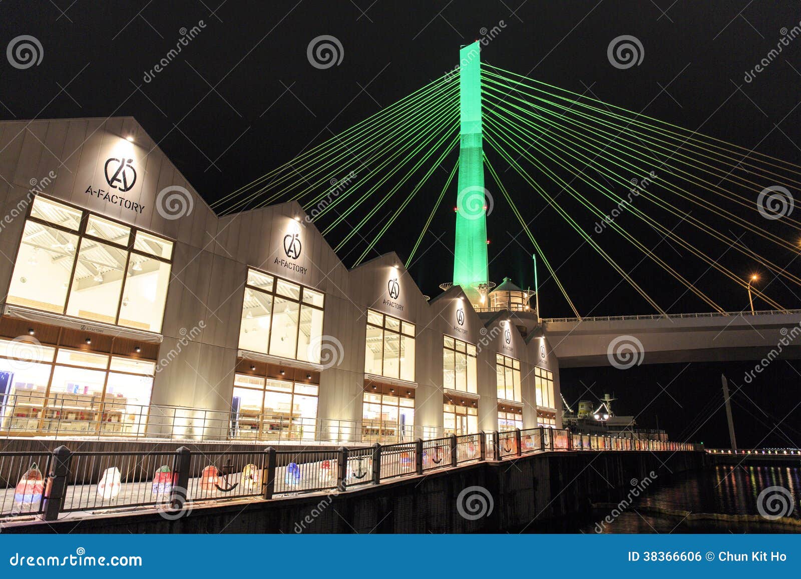 Aomori Bay Bridge editorial photo. Image of night, scenes - 38366606