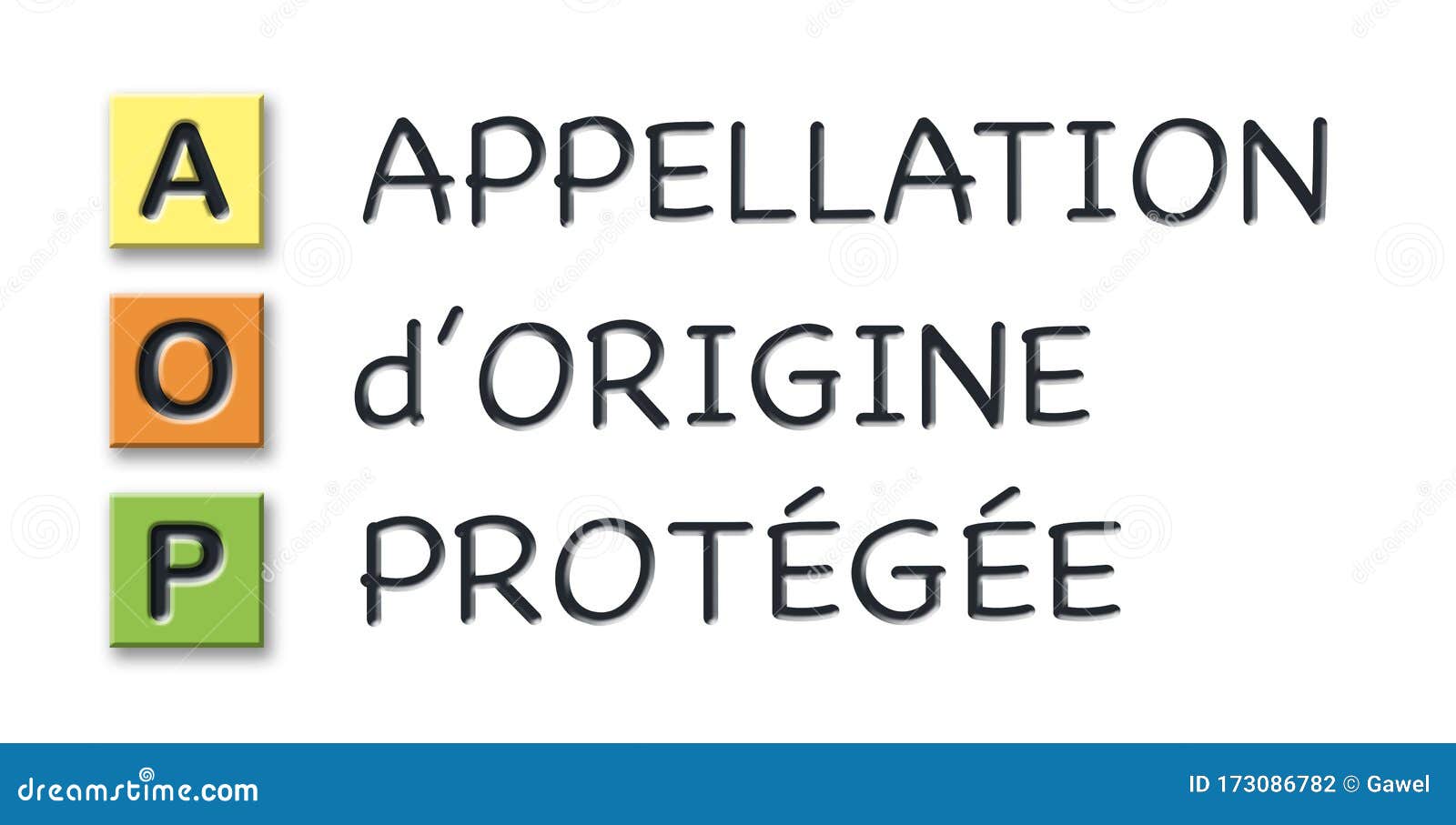 AOP Initials in Colored 3d Cubes with Meaning in French Language Stock ...