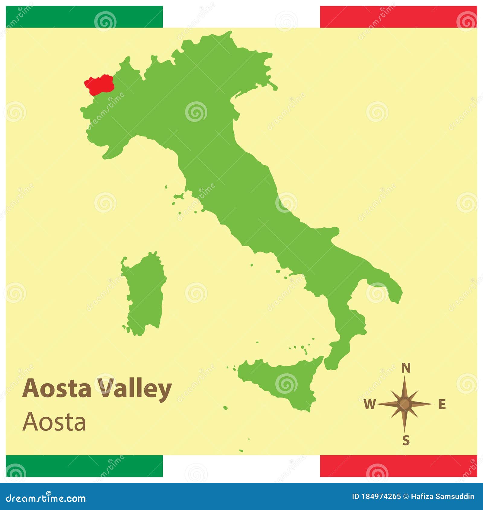 Aosta Valley on Italy Map. Vector Illustration Decorative Design Stock ...