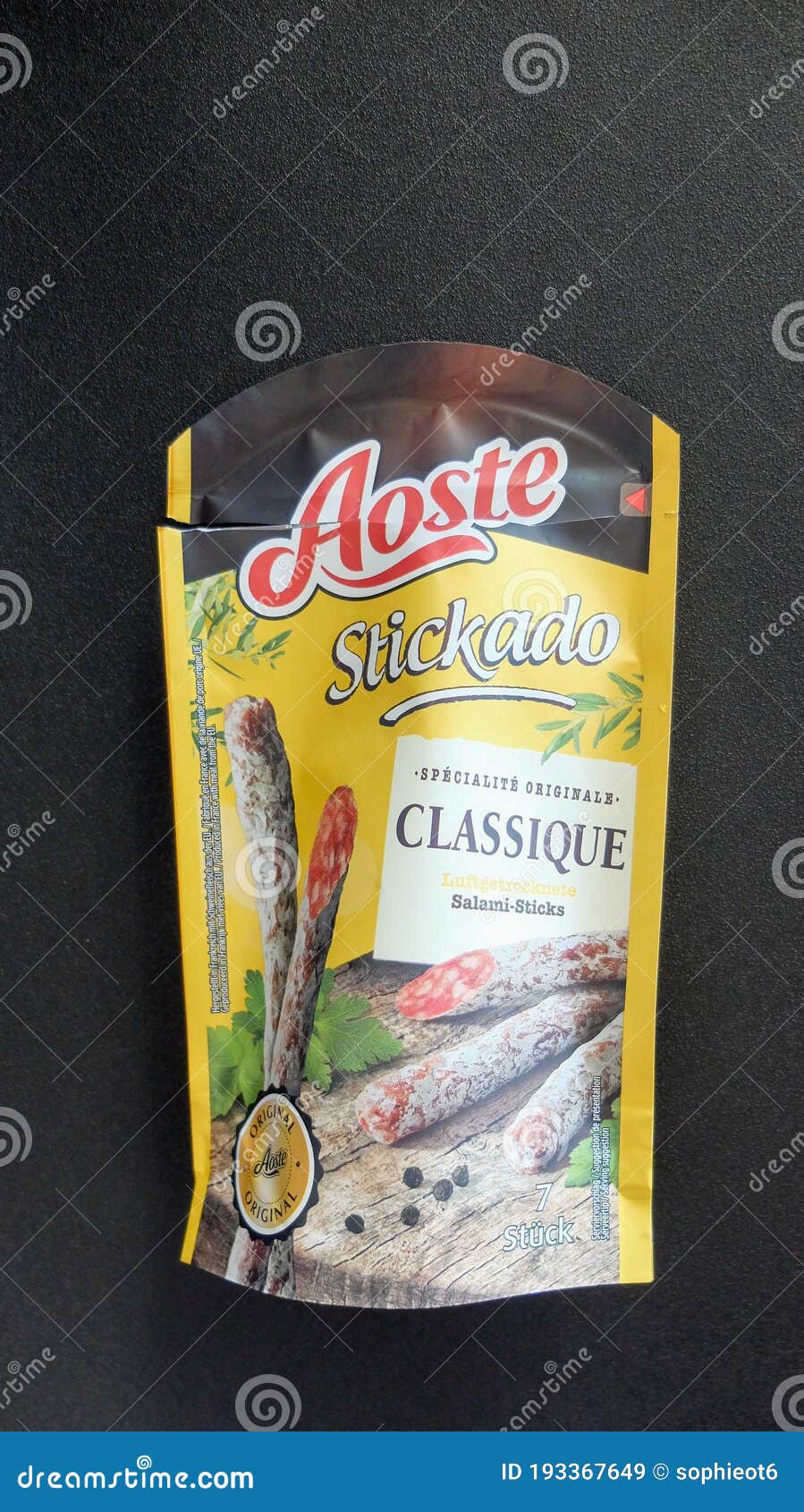 Aoste Sausage Stickado. Meat Snacking, Salami Sticks Editorial Stock ...