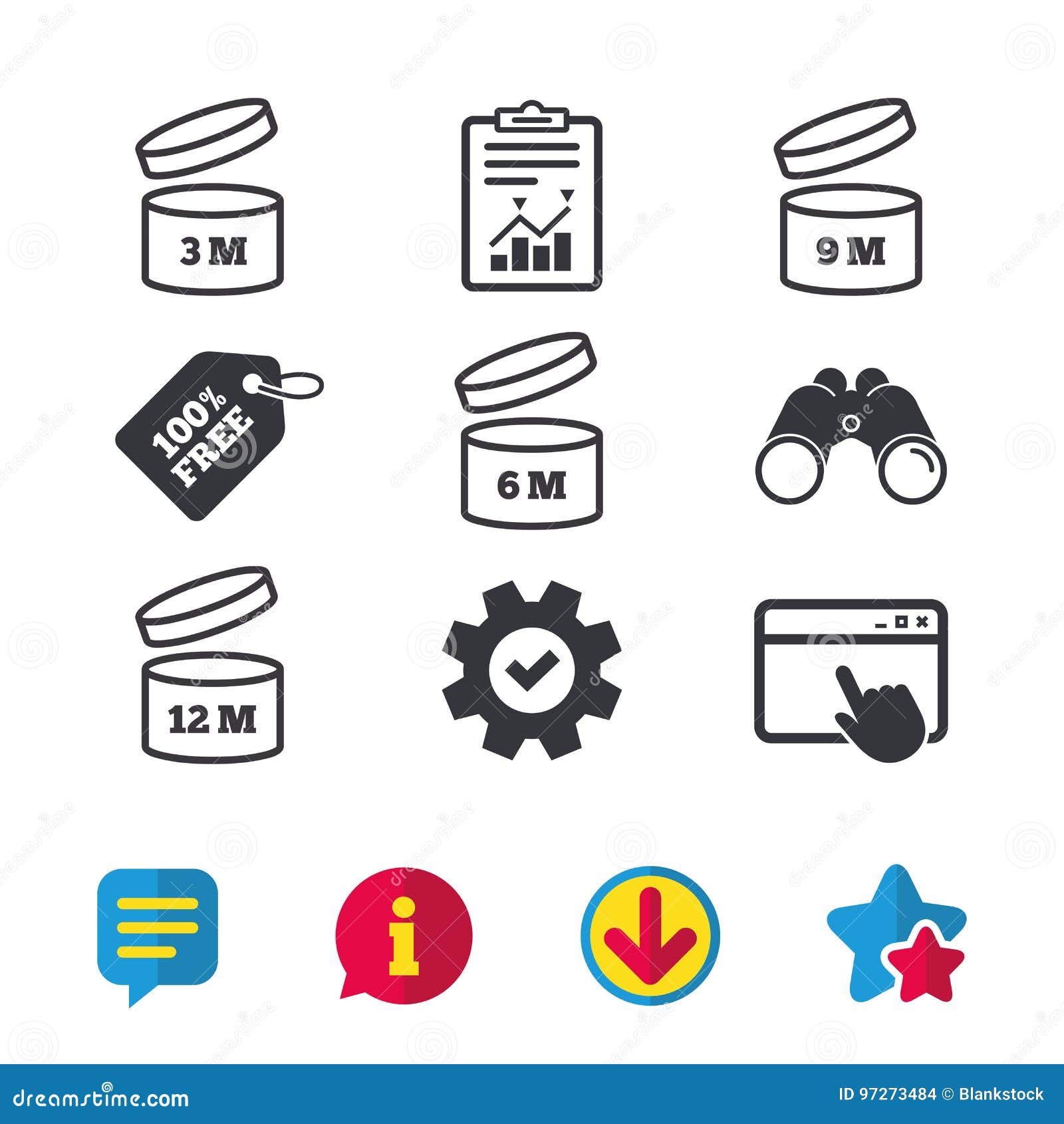 Após Ter Aberto ícones Do Uso Produto Da Data De Validade Ilustração do ...