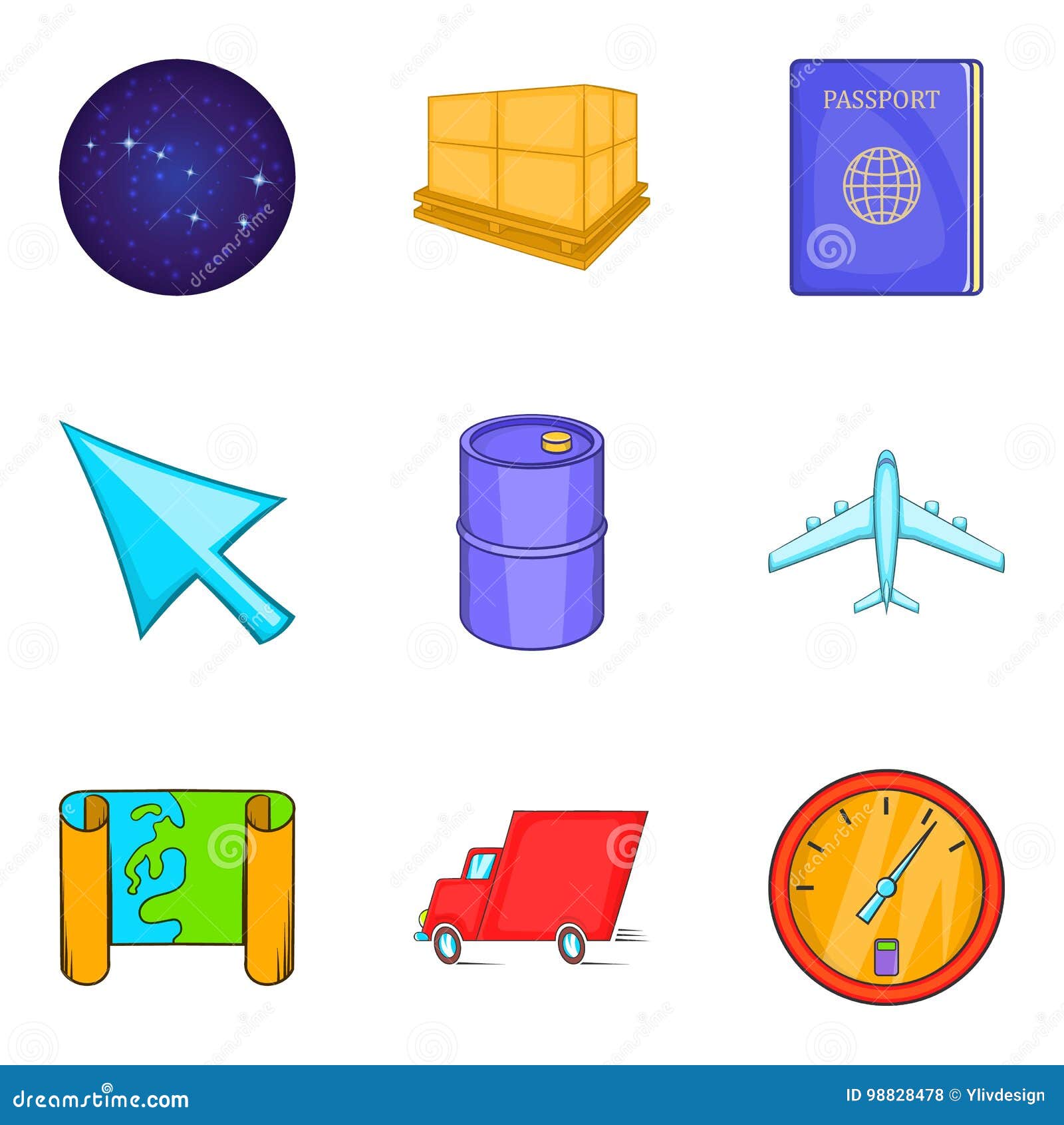AP Icons Set, Cartoon Style Stock Vector - Illustration of aeroplane ...