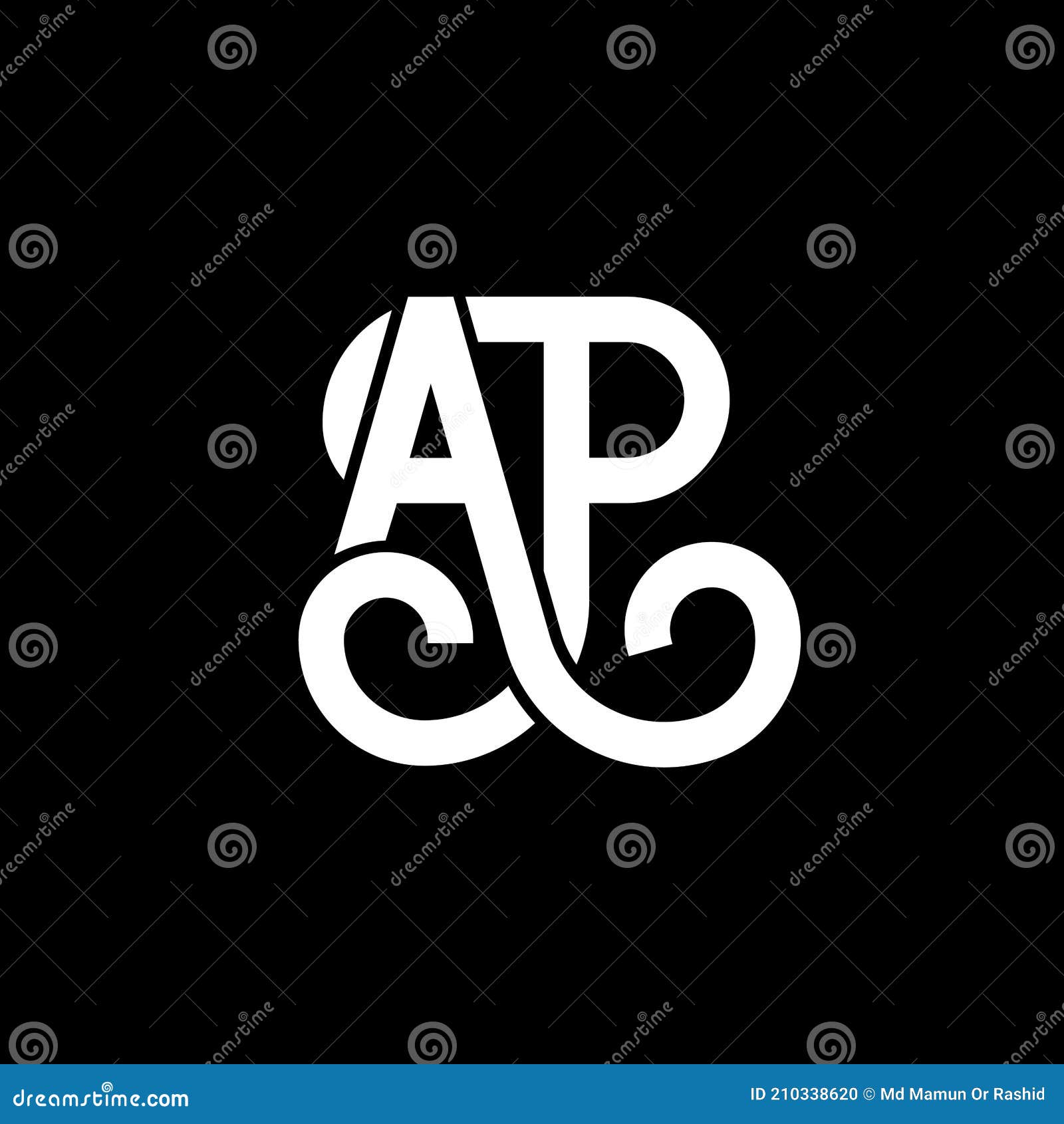AP Letter Logo Design on Black Background. AP Creative Initials Letter ...