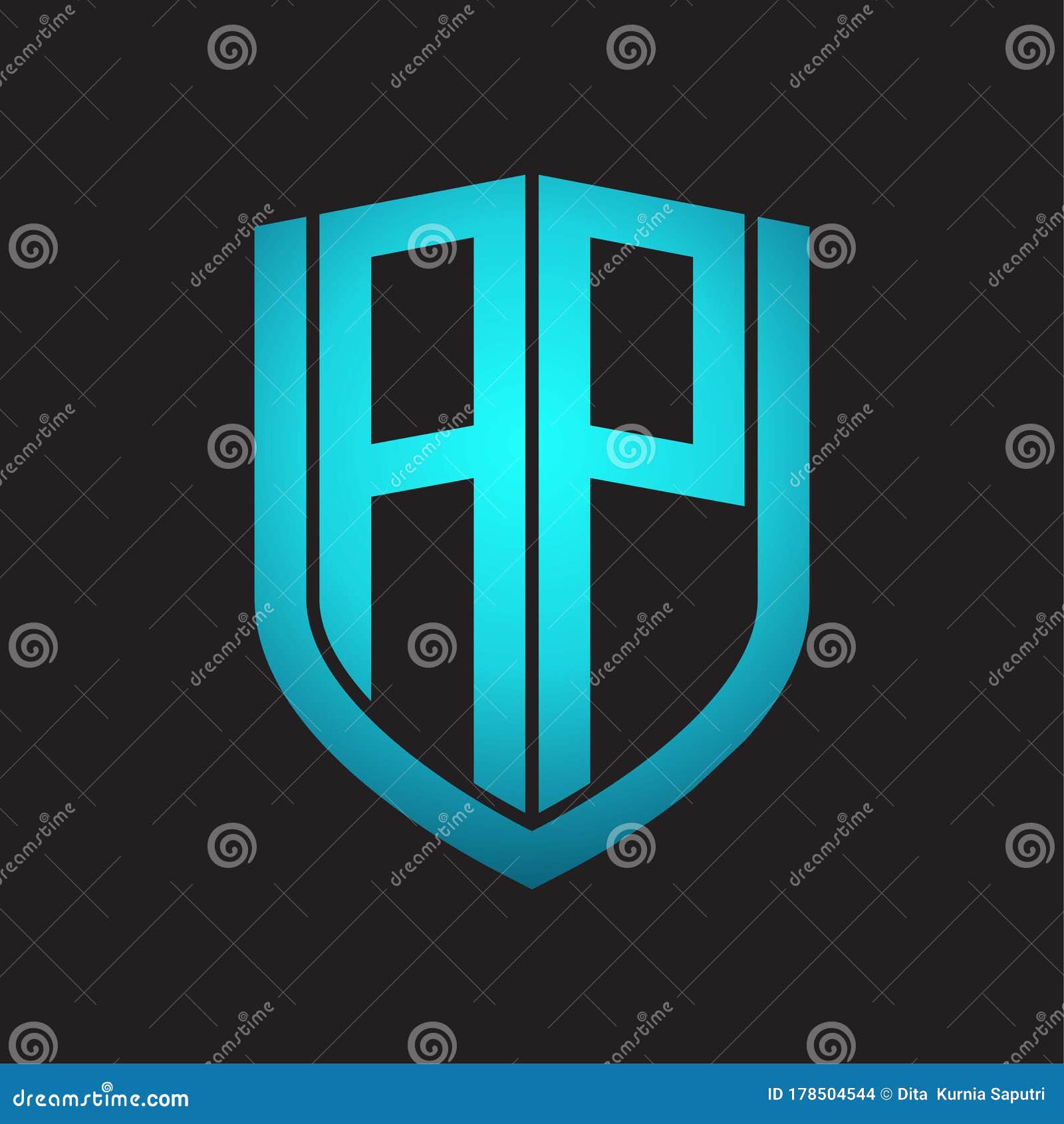 AP Logo Monogram with Emblem Shield Design Isolated with Blue Colors on ...