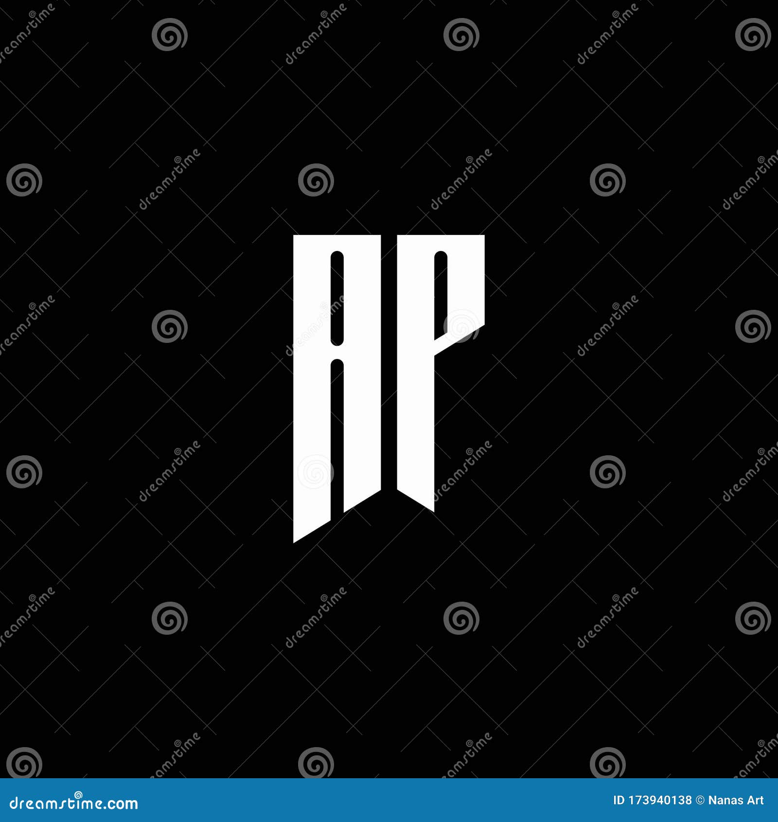 AP Logo Monogram with Emblem Style Isolated on Black Background Stock ...