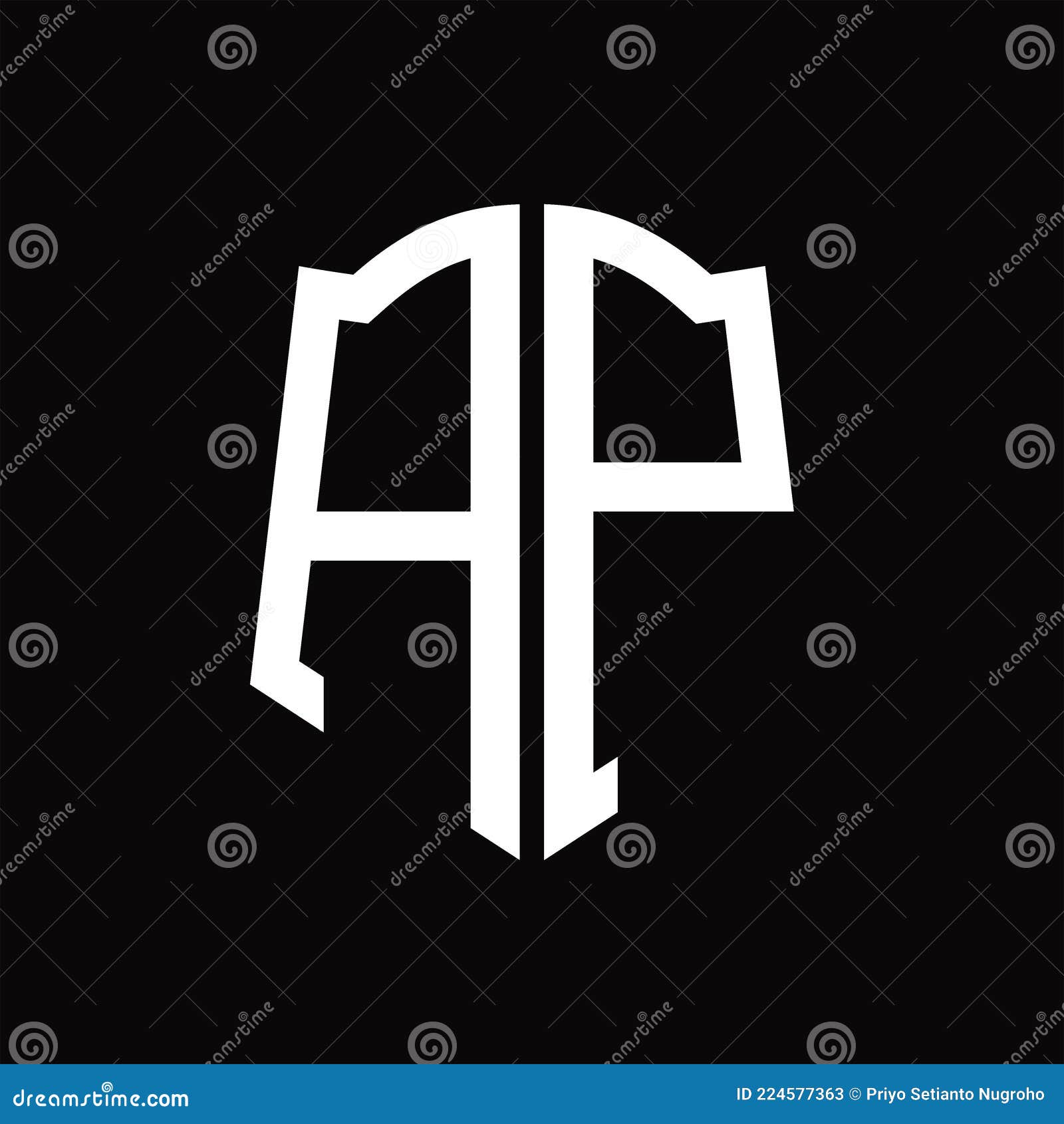 AP Logo Monogram with Shield Shape Ribbon Design Template Stock Vector ...
