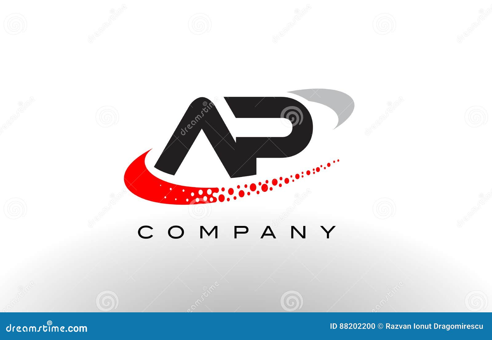 AP Modern Letter Logo Design with Red Dotted Swoosh Stock Vector ...