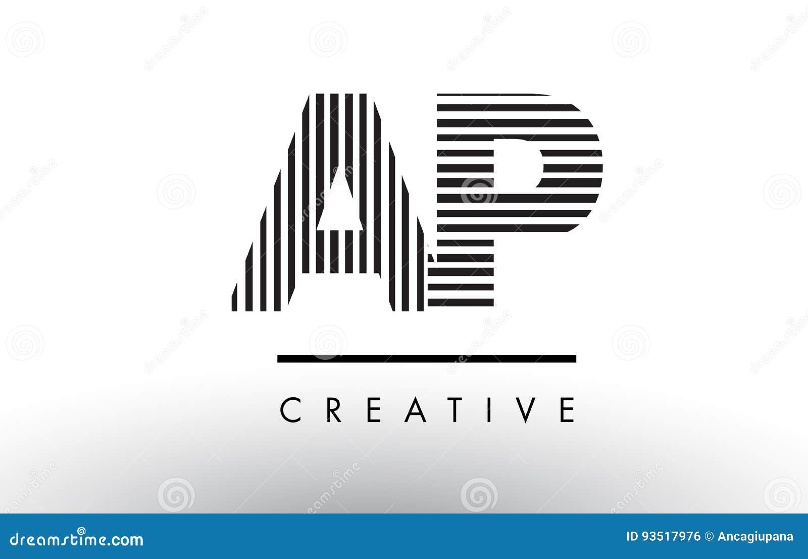 AP a P Black and White Lines Letter Logo Design. Stock Vector ...
