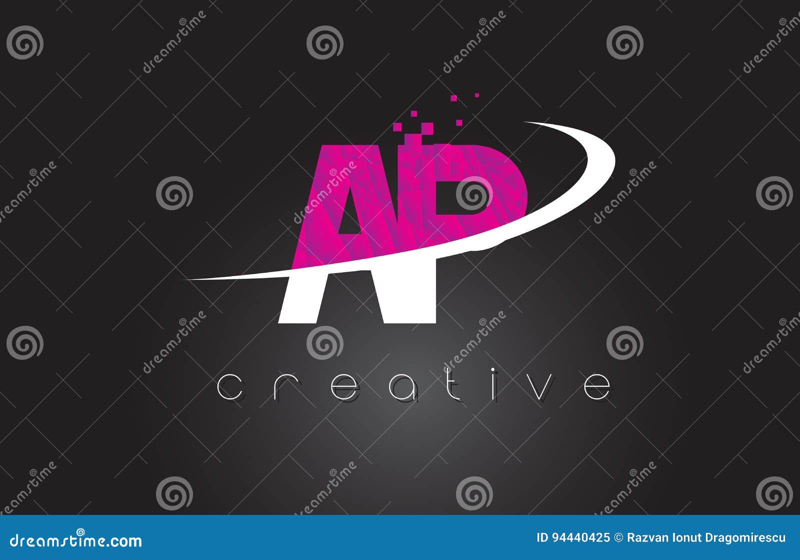 AP a P Creative Letters Design with White Pink Colors Stock Vector ...