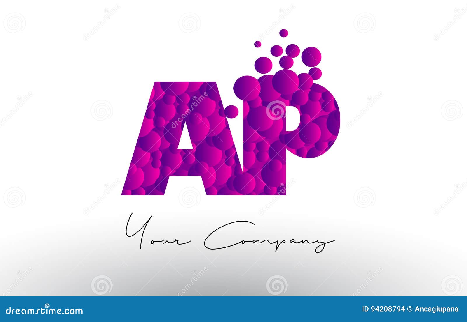 AP a P Dots Letter Logo with Purple Bubbles Texture. Stock Vector ...
