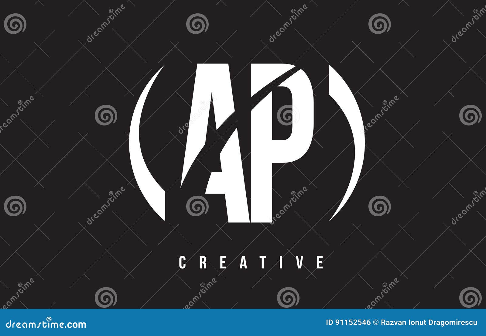 AP a P White Letter Logo Design with Black Background. Stock Vector ...