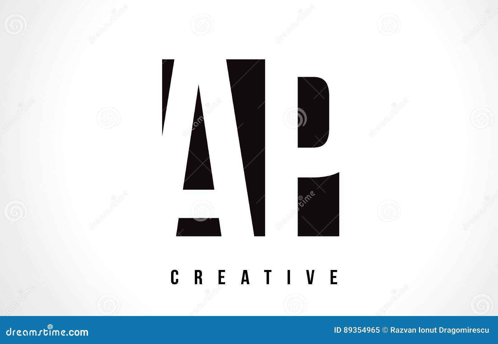 AP a P White Letter Logo Design with Black Square. Stock Vector ...