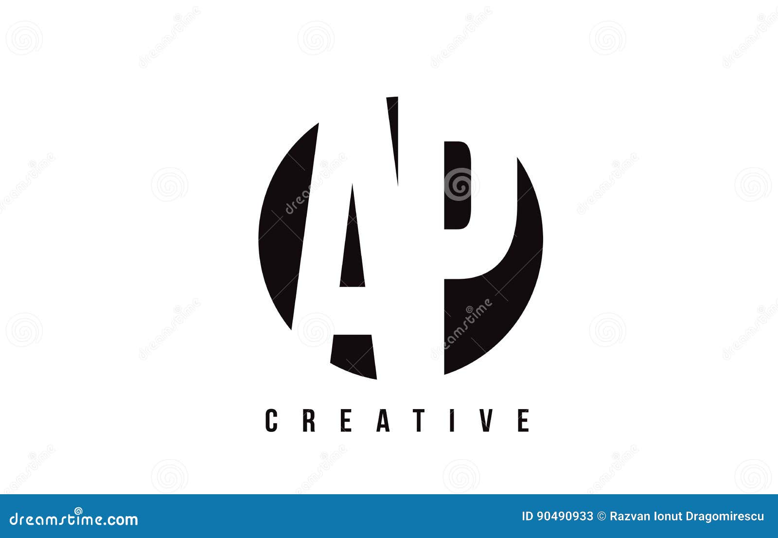 AP A P White Letter Logo Design With Circle Background. Cartoon Vector ...