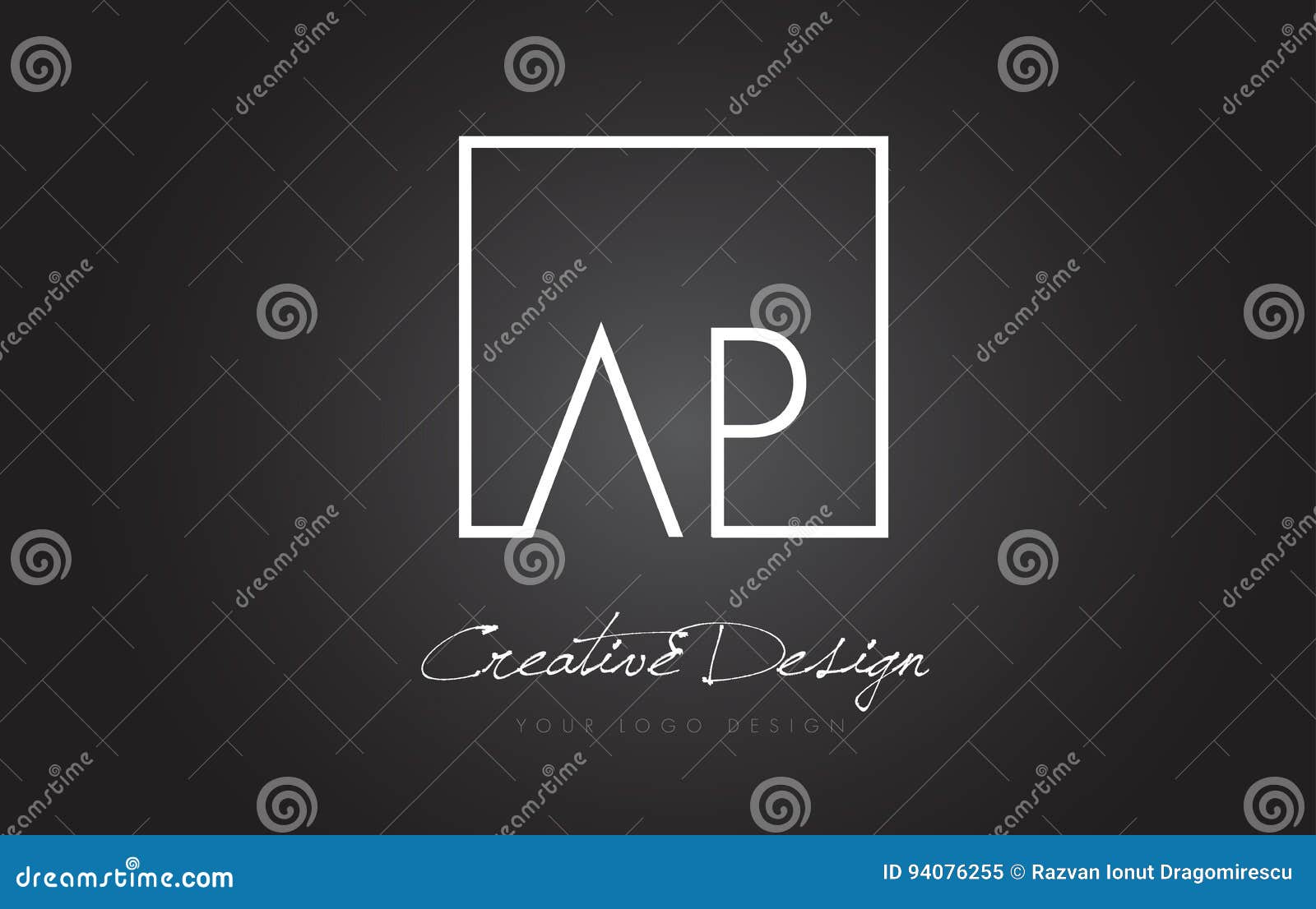 AP Square Frame Letter Logo Design With Black And White Colors. Cartoon ...