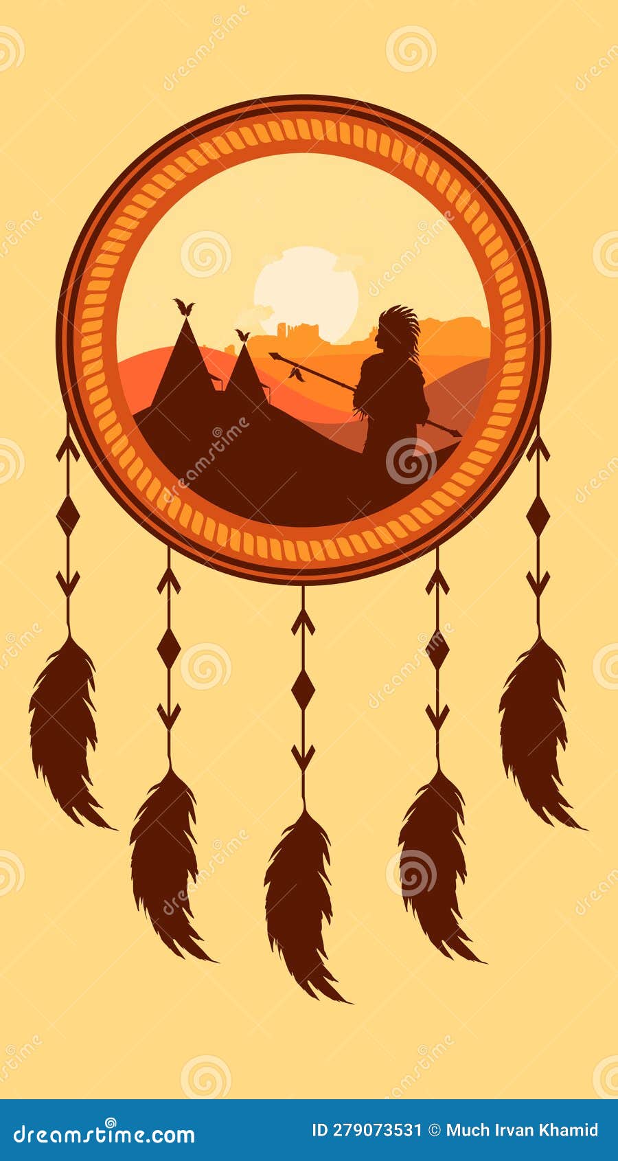 Apache Hanging Decoration Vector Graphic with Arizona View Stock Vector ...
