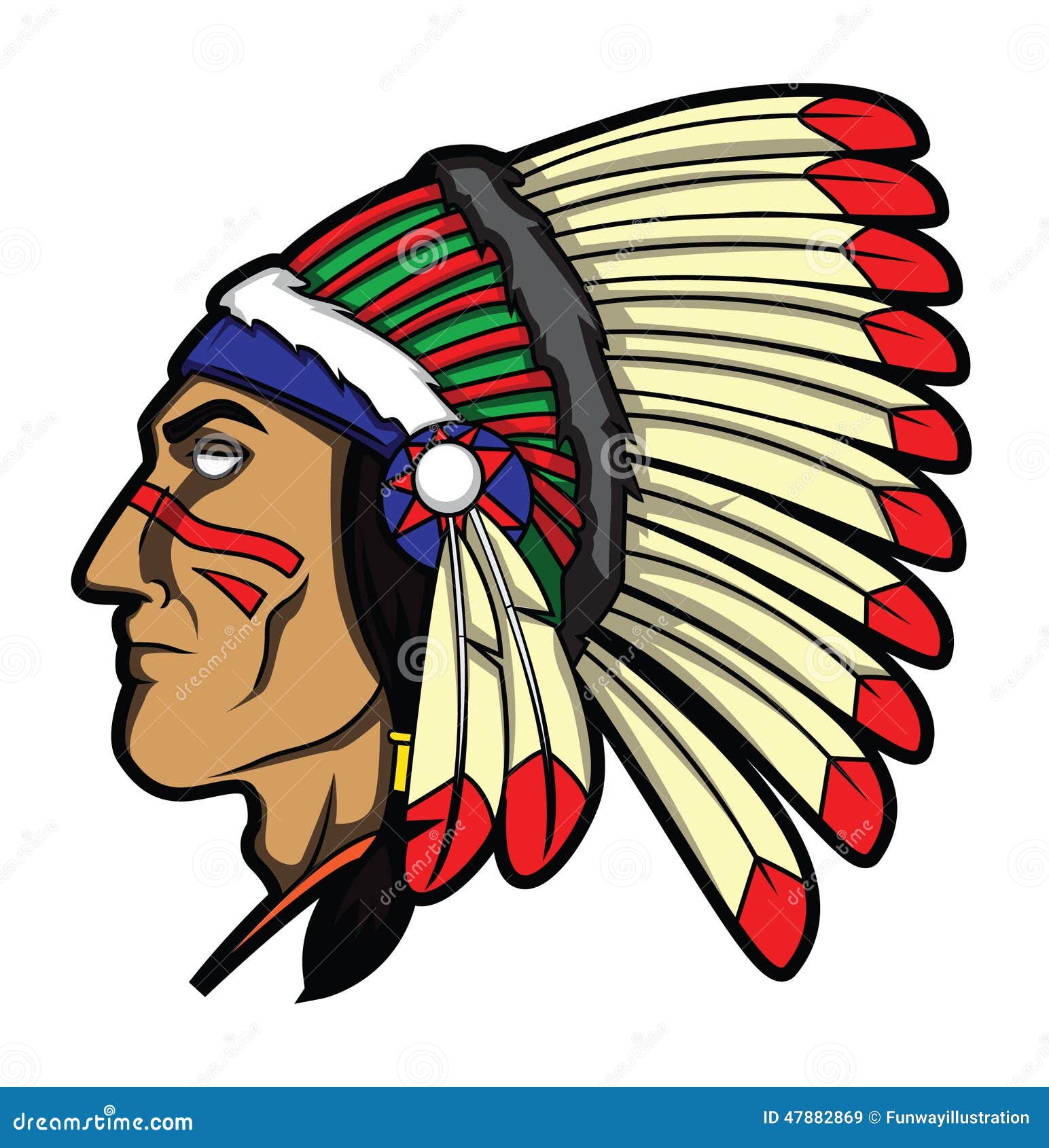Apache Head stock vector. Illustration of feather, mascot - 47882869