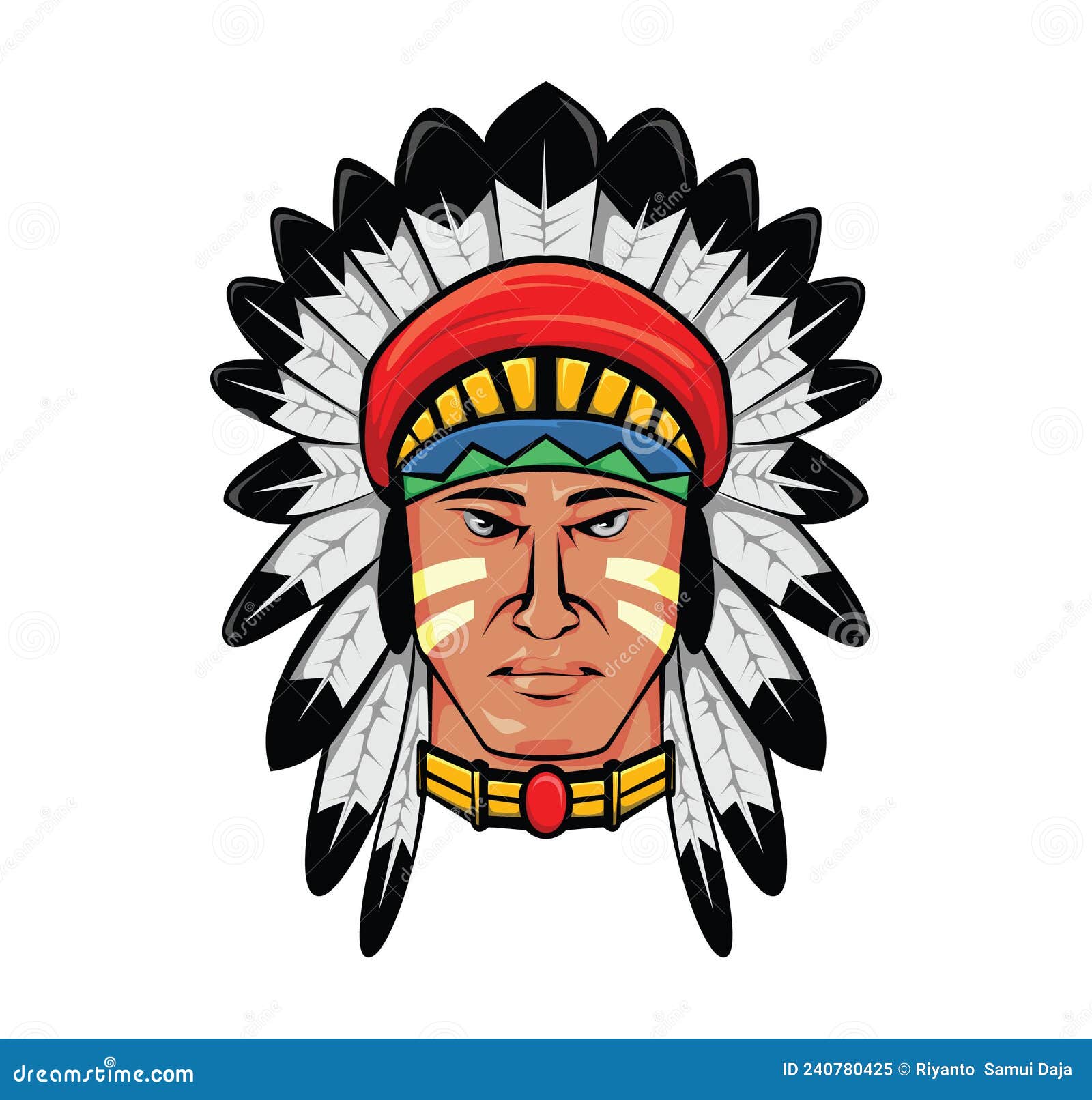 Apache Head Front View Color Illustration Design Stock Vector ...