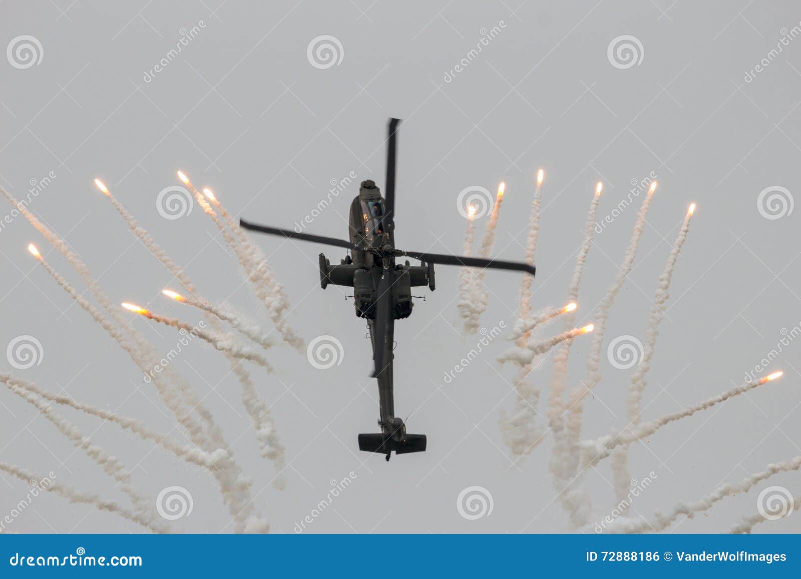 Apache helicopter flares stock photo. Image of warplane - 72888186