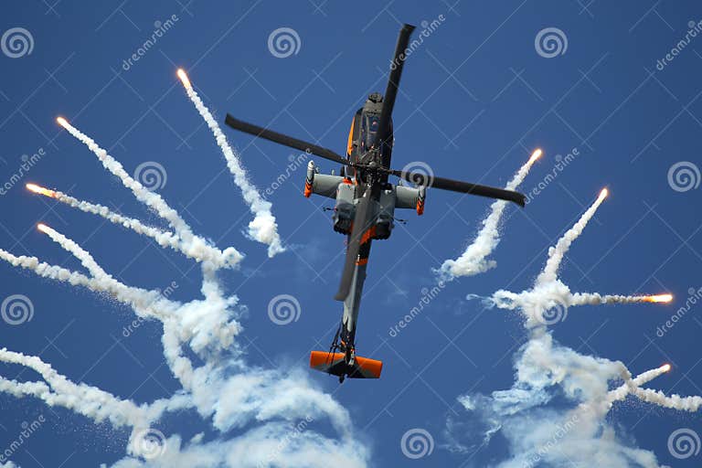 Apache Helicopter Shoots Flares Editorial Photo - Image of display ...