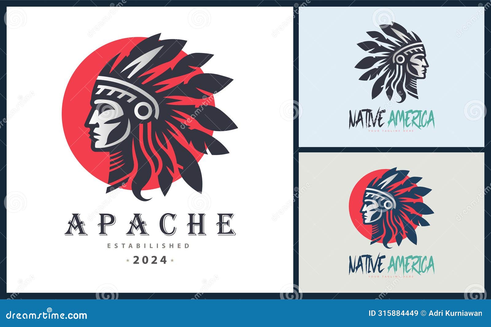 Apache Indian Aztec Native American Warrior Tribes Face Head Logo Stock ...