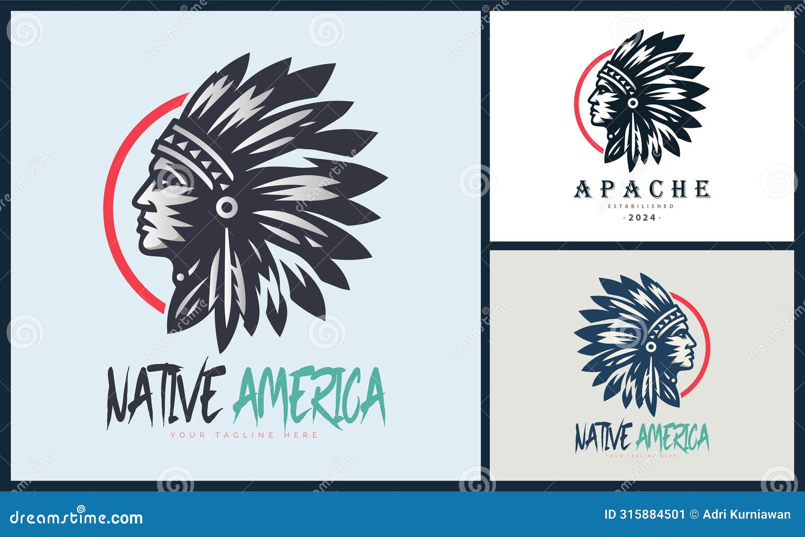 Apache Indian Aztec Native American Warrior Tribes Face Head Logo Stock ...