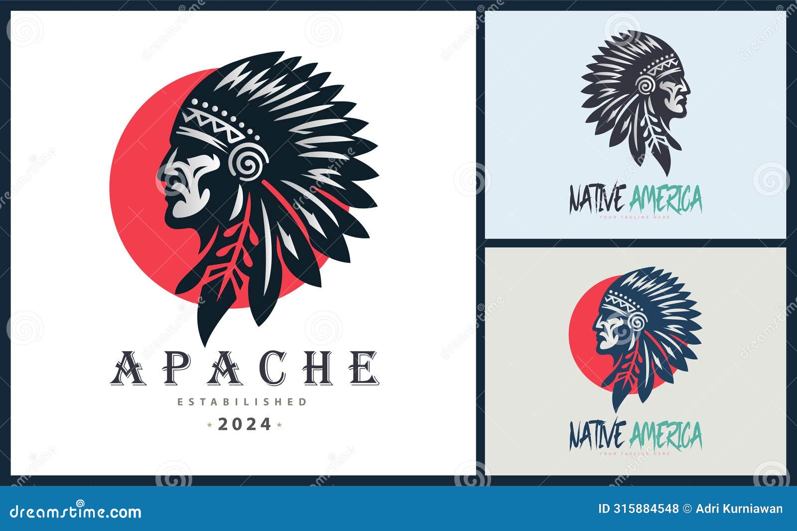 Apache Indian Aztec Native American Warrior Tribes Face Head Logo Stock ...