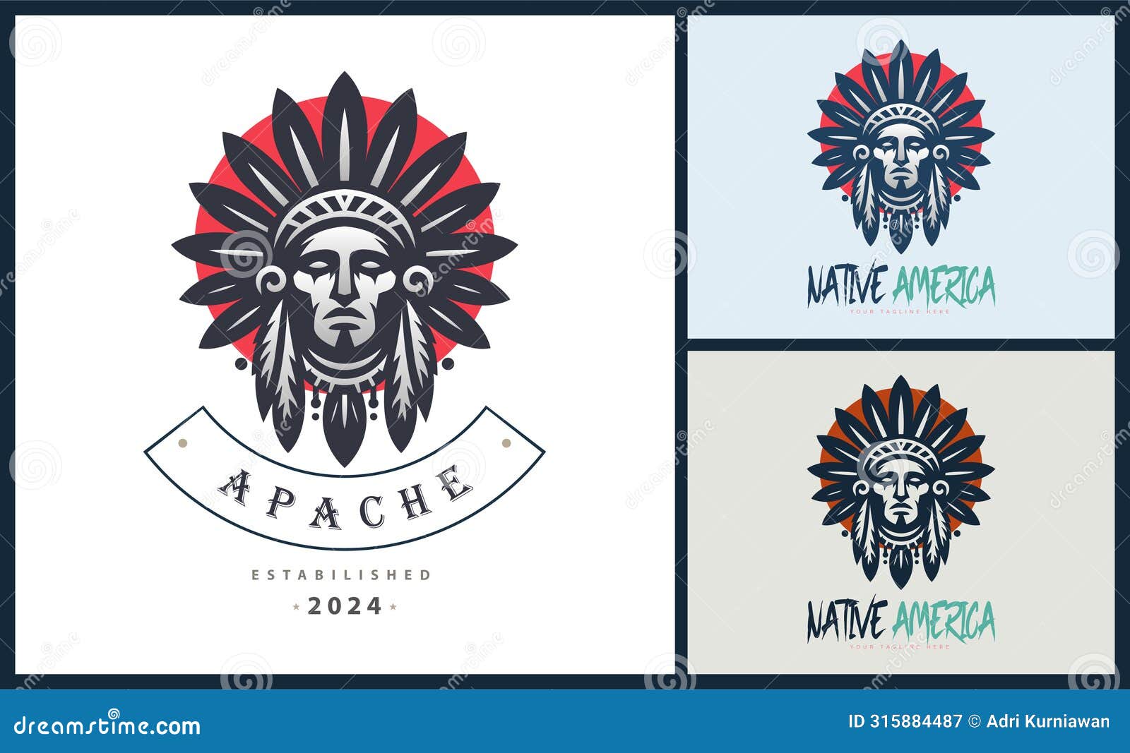 Apache Indian Aztec Native American Warrior Tribes Face Head Logo Stock ...