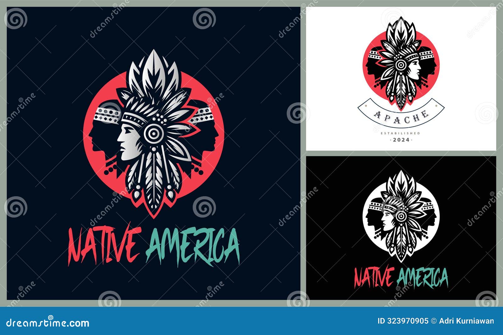 Apache Indian Aztec Native American Warrior Tribes Face Head Logo ...