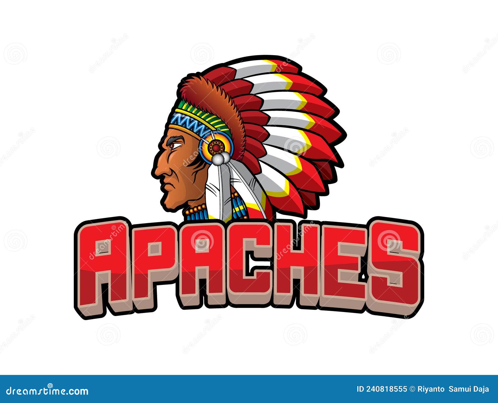 Apache Side View Color Logo Illustration Design Stock Vector ...