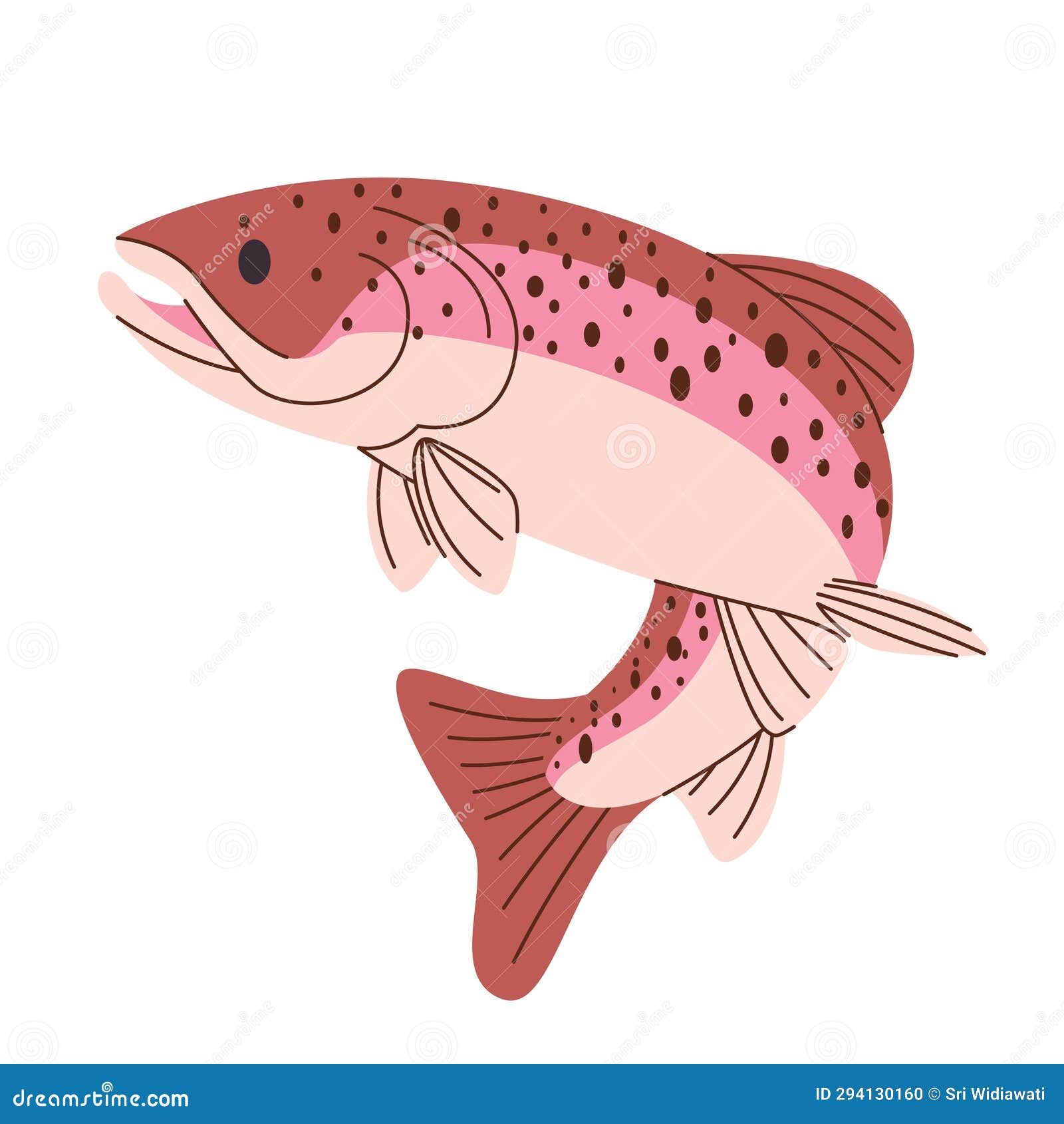 Apache Trout Fish Jumping Pose Aquatic Water Freshwater Drawing ...