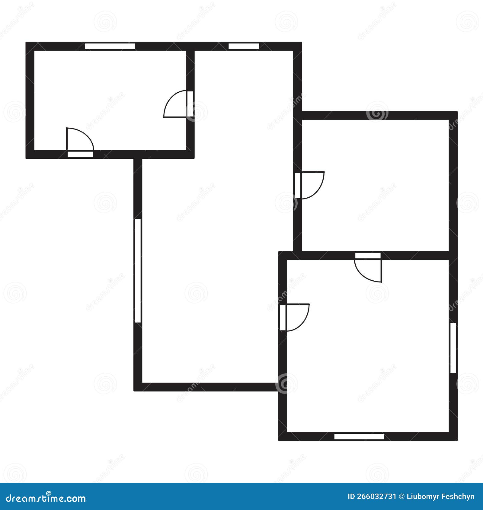 Apartment Architectural Plan. Top View Of Floor Plan. Vector Blueprint ...