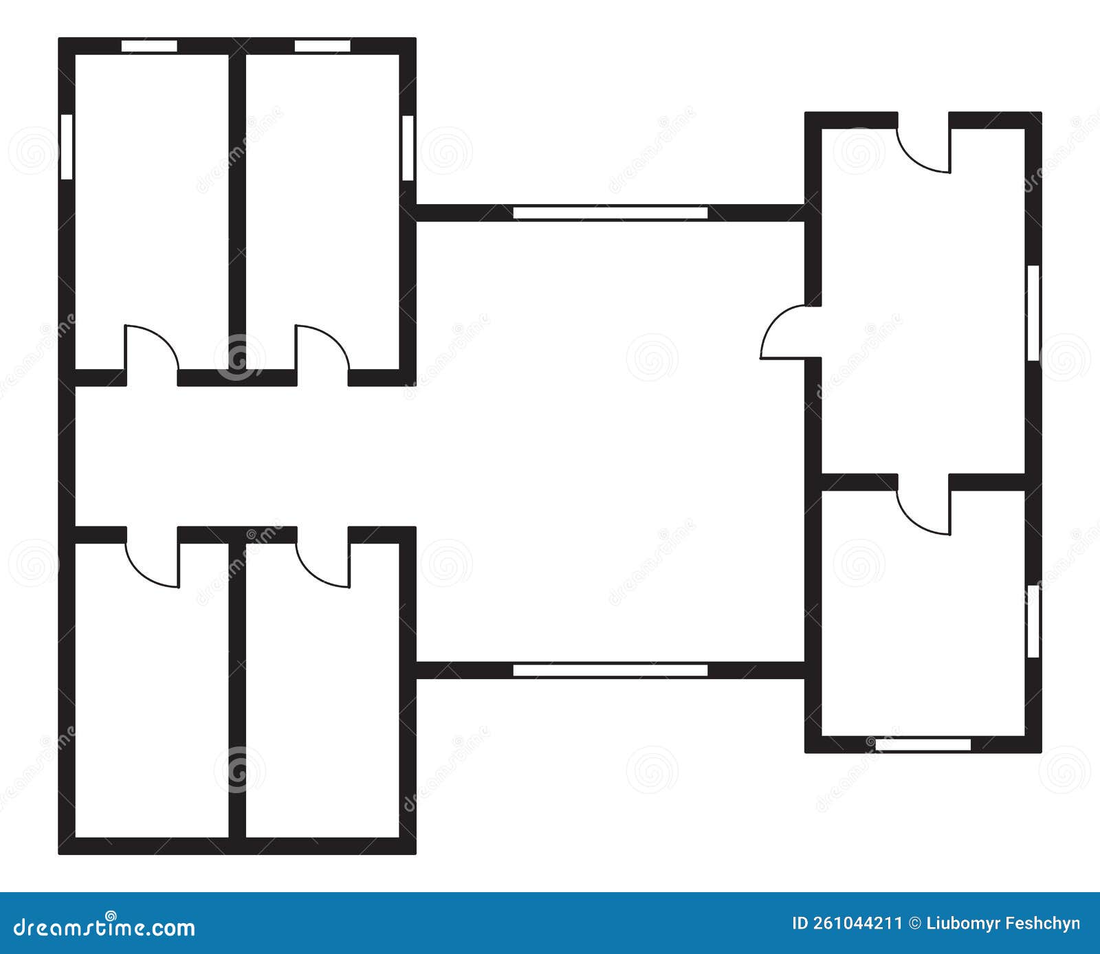 Apartment Architectural Plan. Top View Of Floor Plan. Vector Blueprint ...