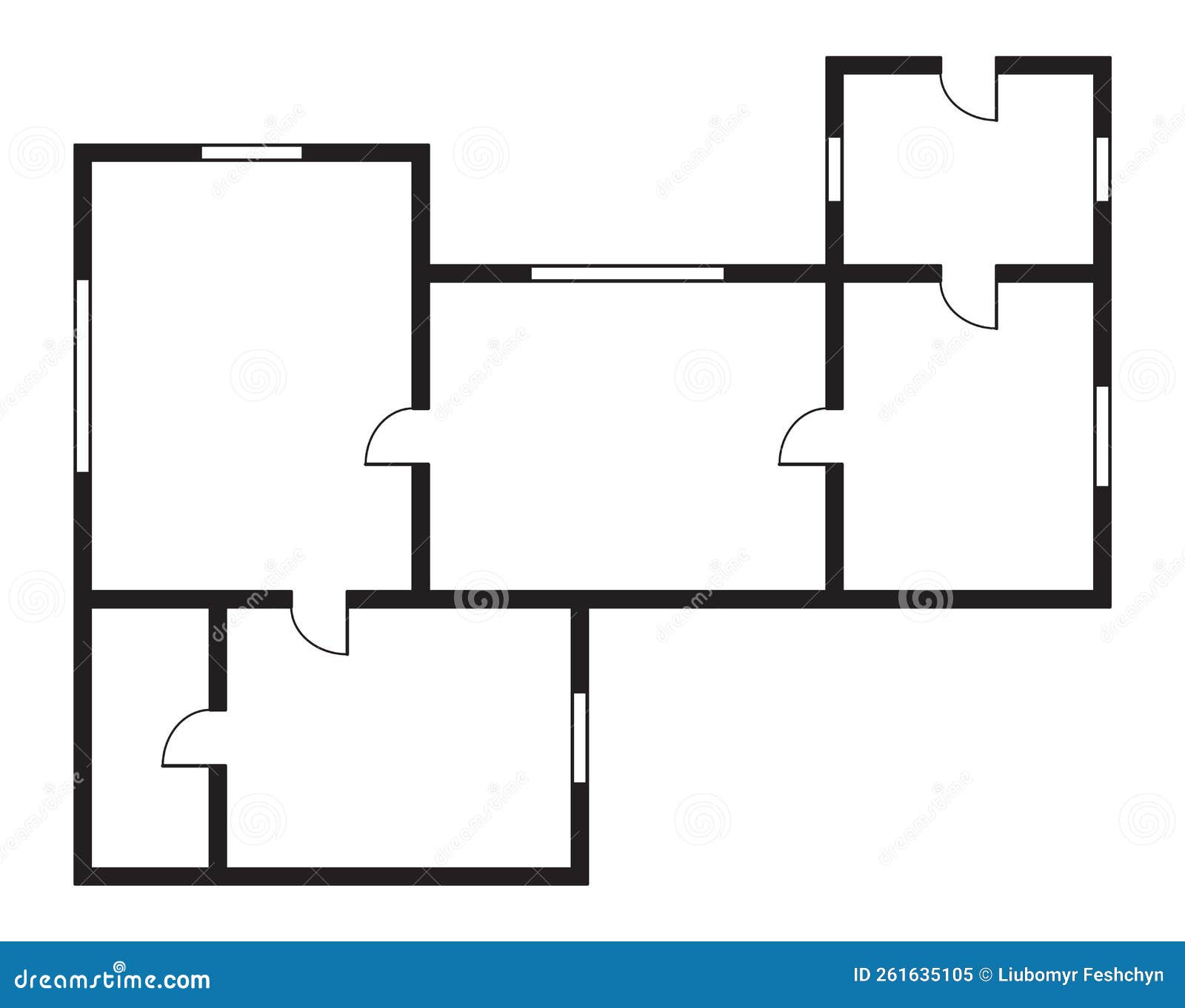 Apartment Architectural Plan. Top View of Floor Plan. Vector Blueprint ...