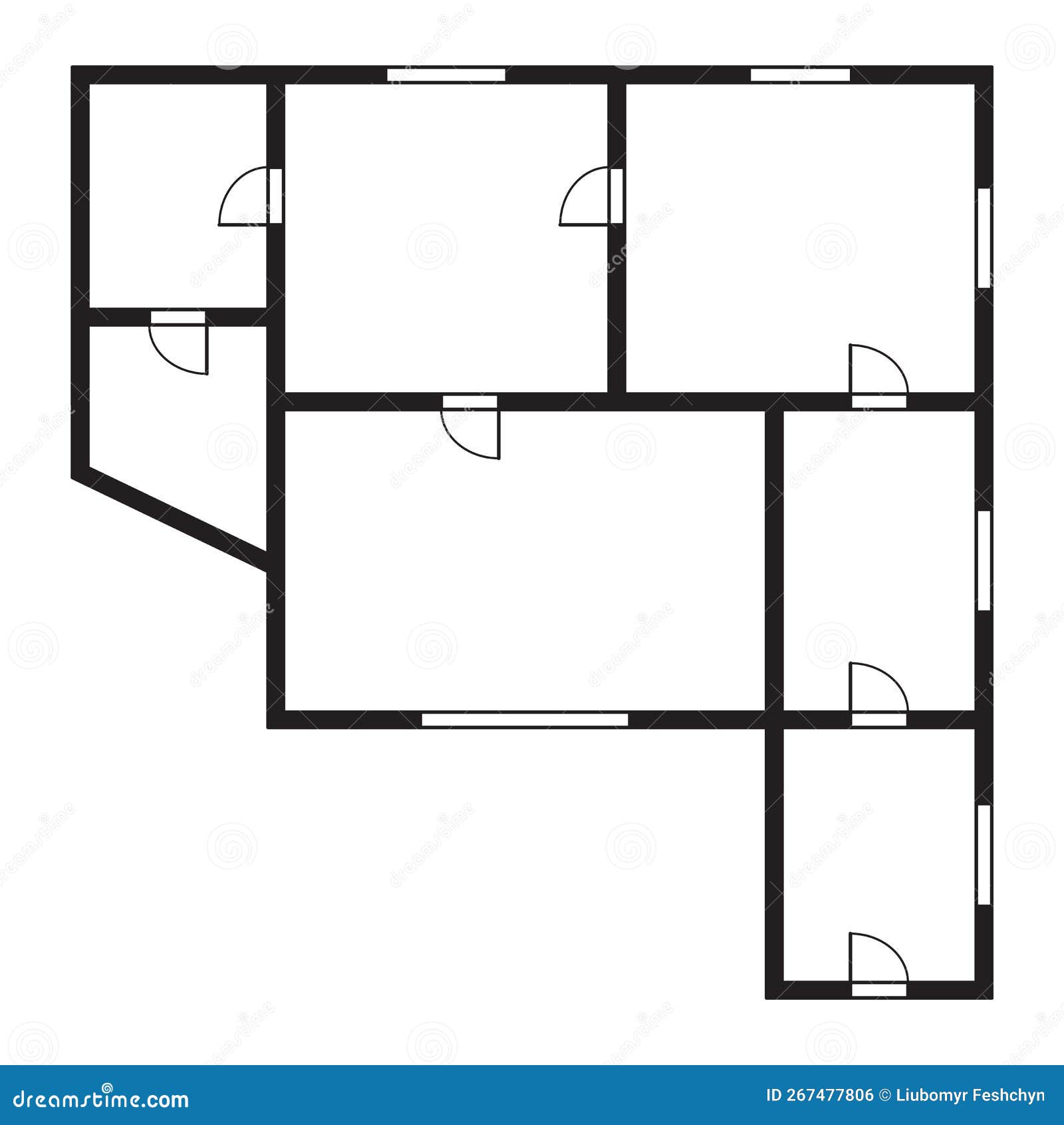 Apartment Architectural Plan. Top View of Floor Plan. Vector Blueprint ...