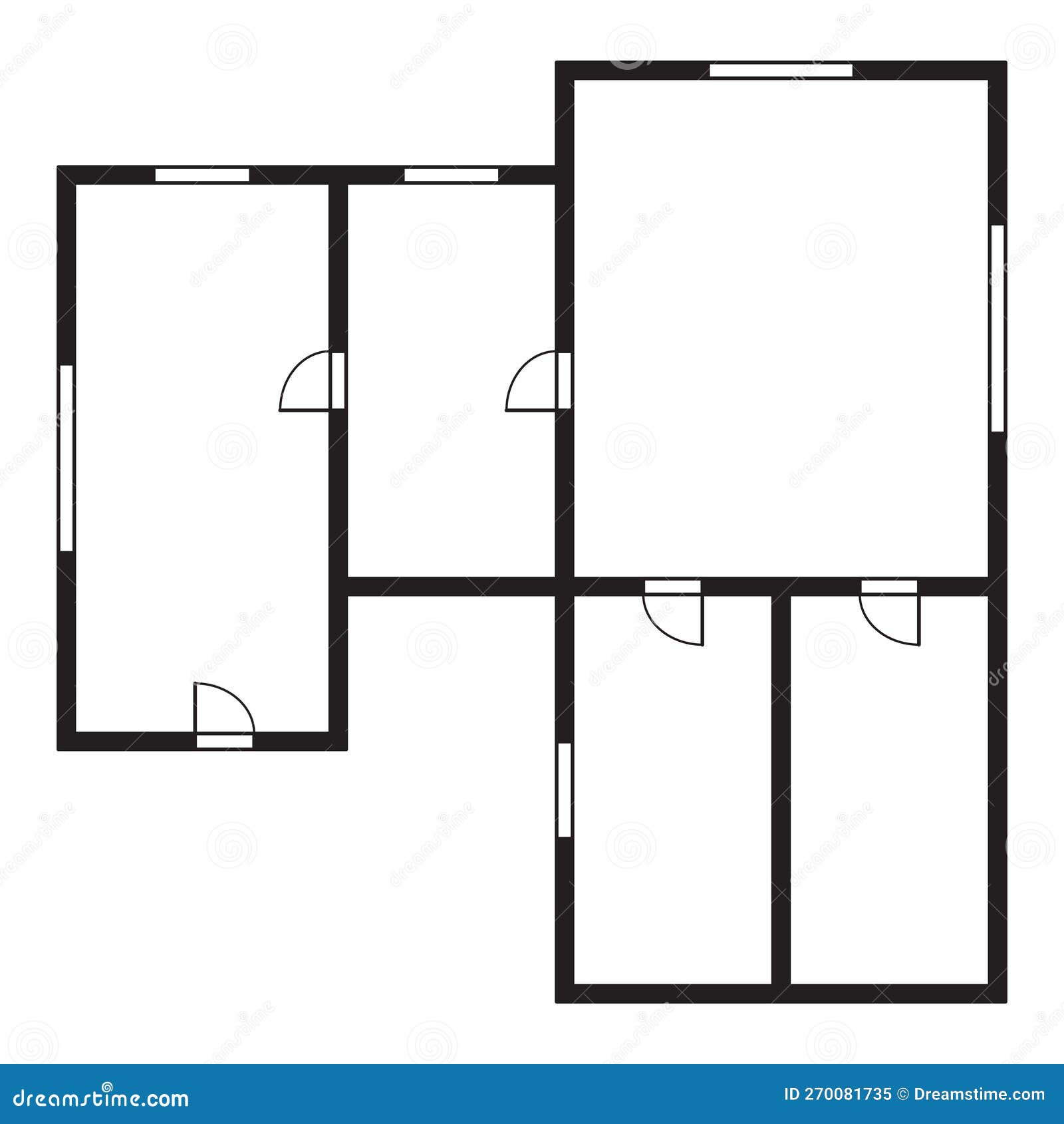 Apartment Architectural Plan. Top View of Floor Plan. Vector Blueprint ...