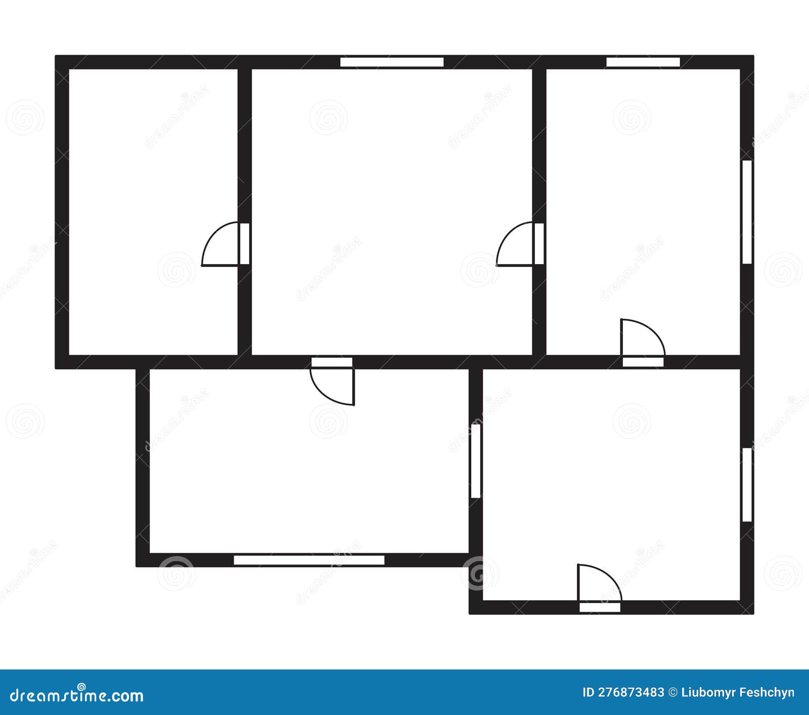 Apartment Architectural Plan. Top View Of Floor Plan. Vector Blueprint ...